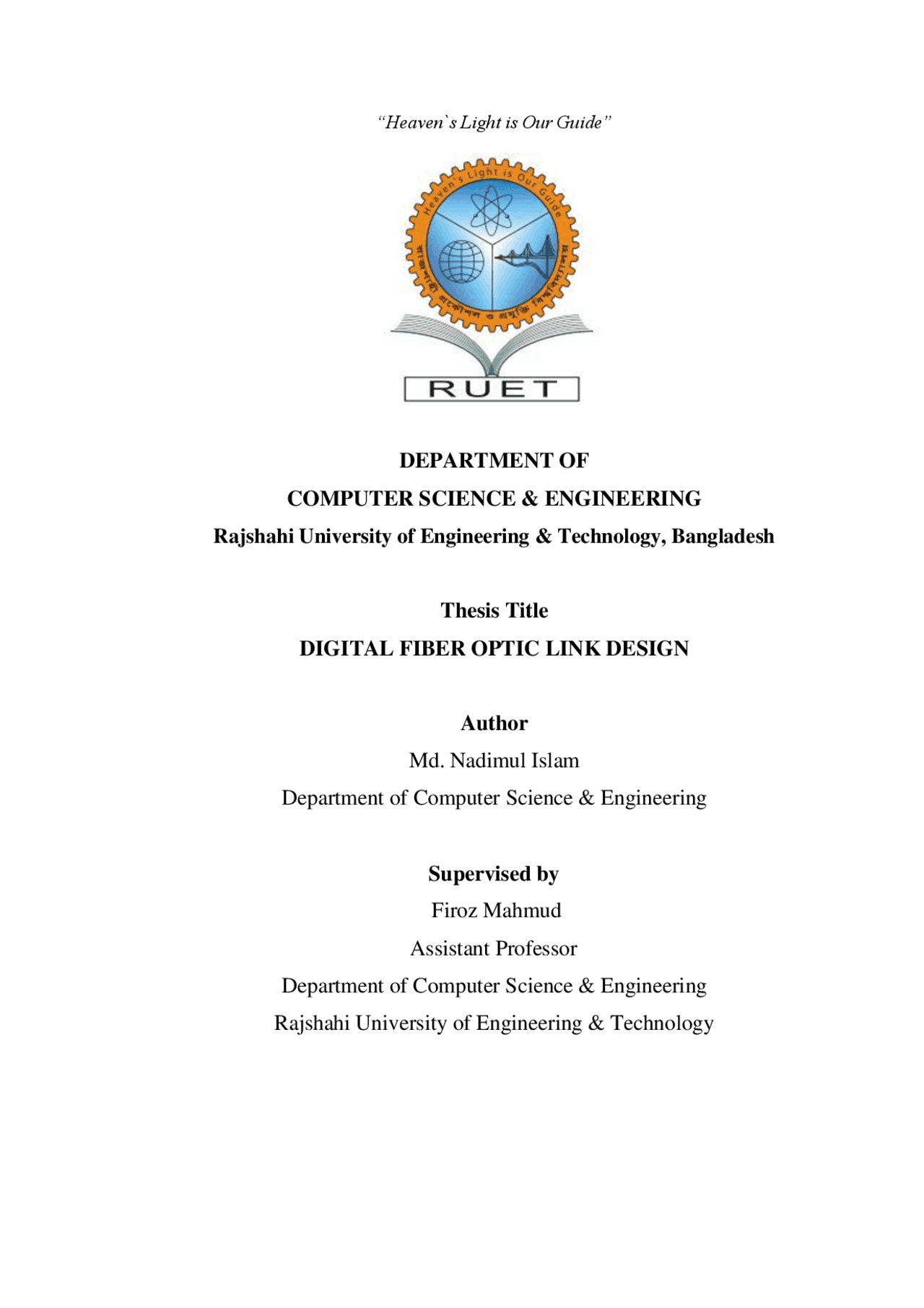 DIGITAL FIBER OPTIC LINK DESIGN | Thesis Optics | Docsity