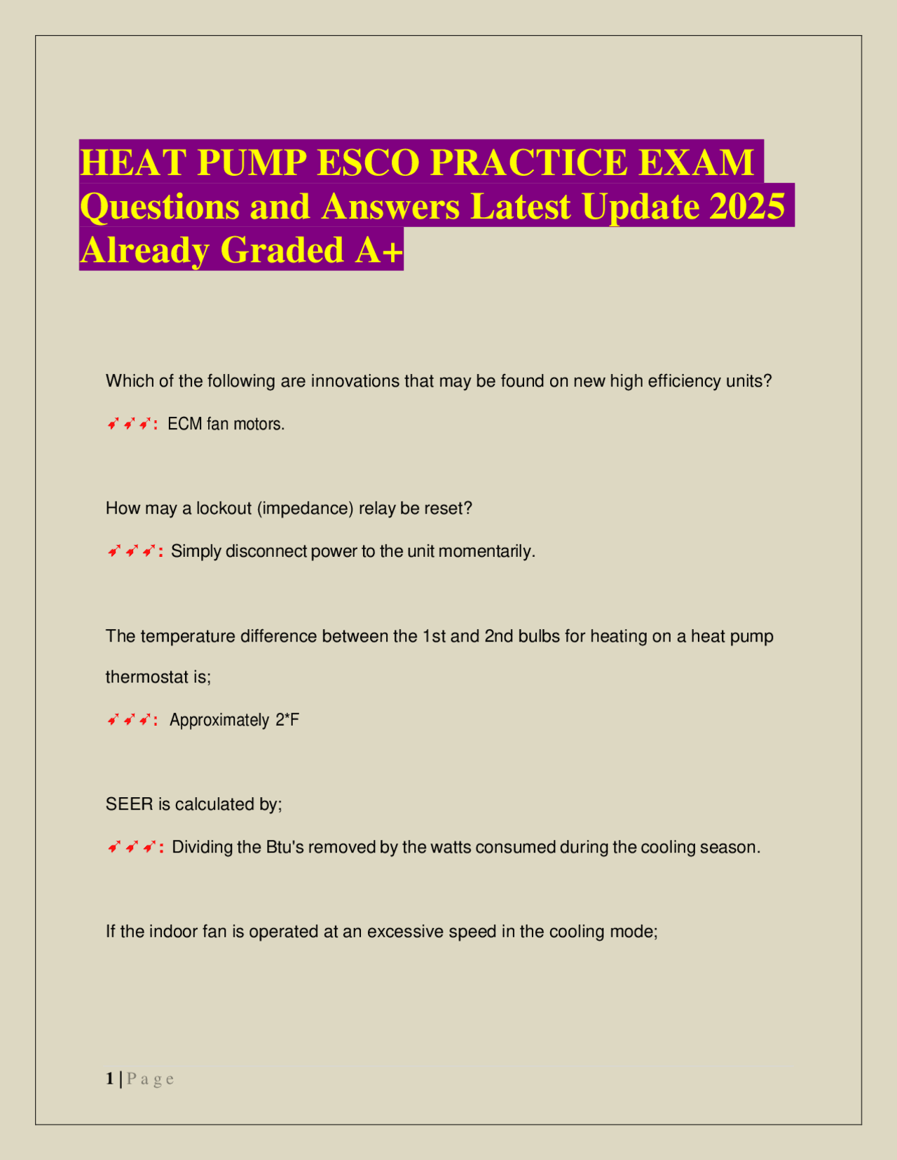Heat Pump ESCO Practice Exam: Questions and Answers | Exams Engineering ...