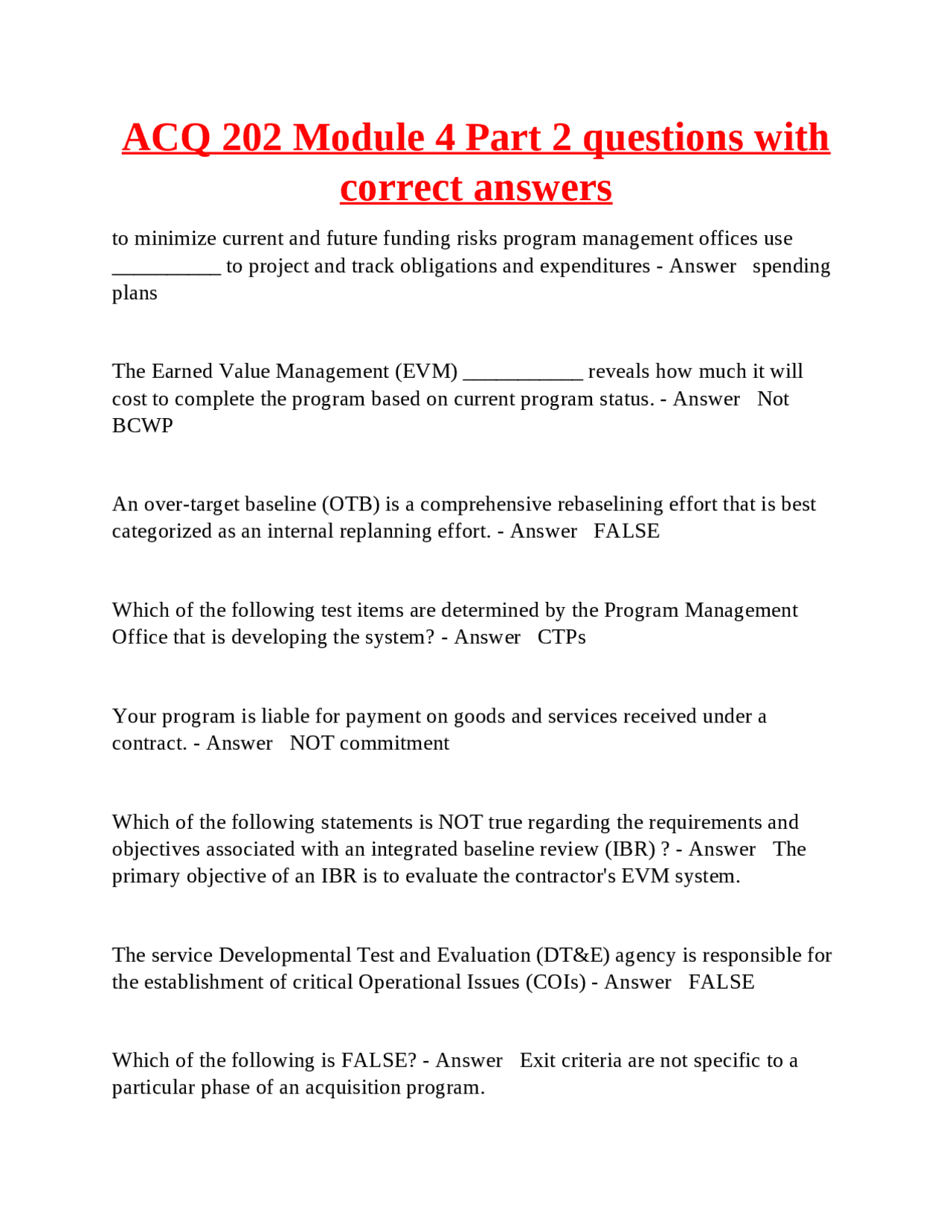 ACQ 202 Module 4 Part 2: Program Management and Earned Value Management ...