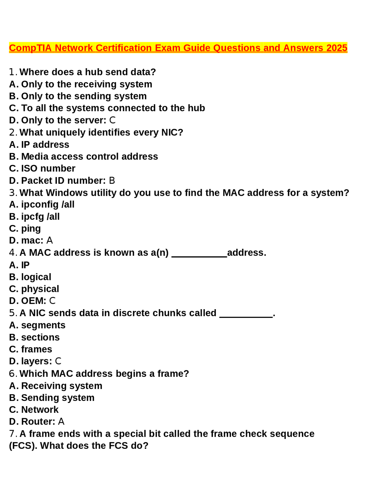 CompTIA Network Certification Exam Guide: Questions and Answers 2025 ...