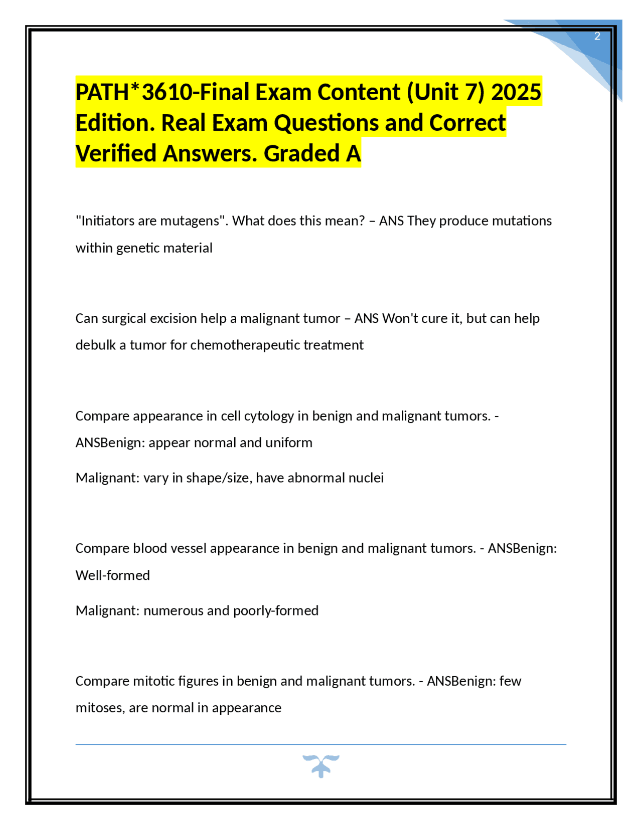 PATH*3610-Final Exam Content (Unit 7) 2025 Edition. Real Exam Questions ...