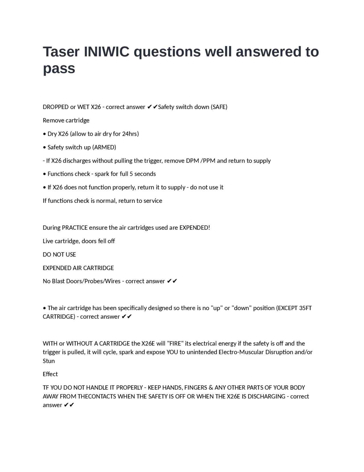 Taser X26E & X26P: Operational Procedures, Functions, and Safety ...