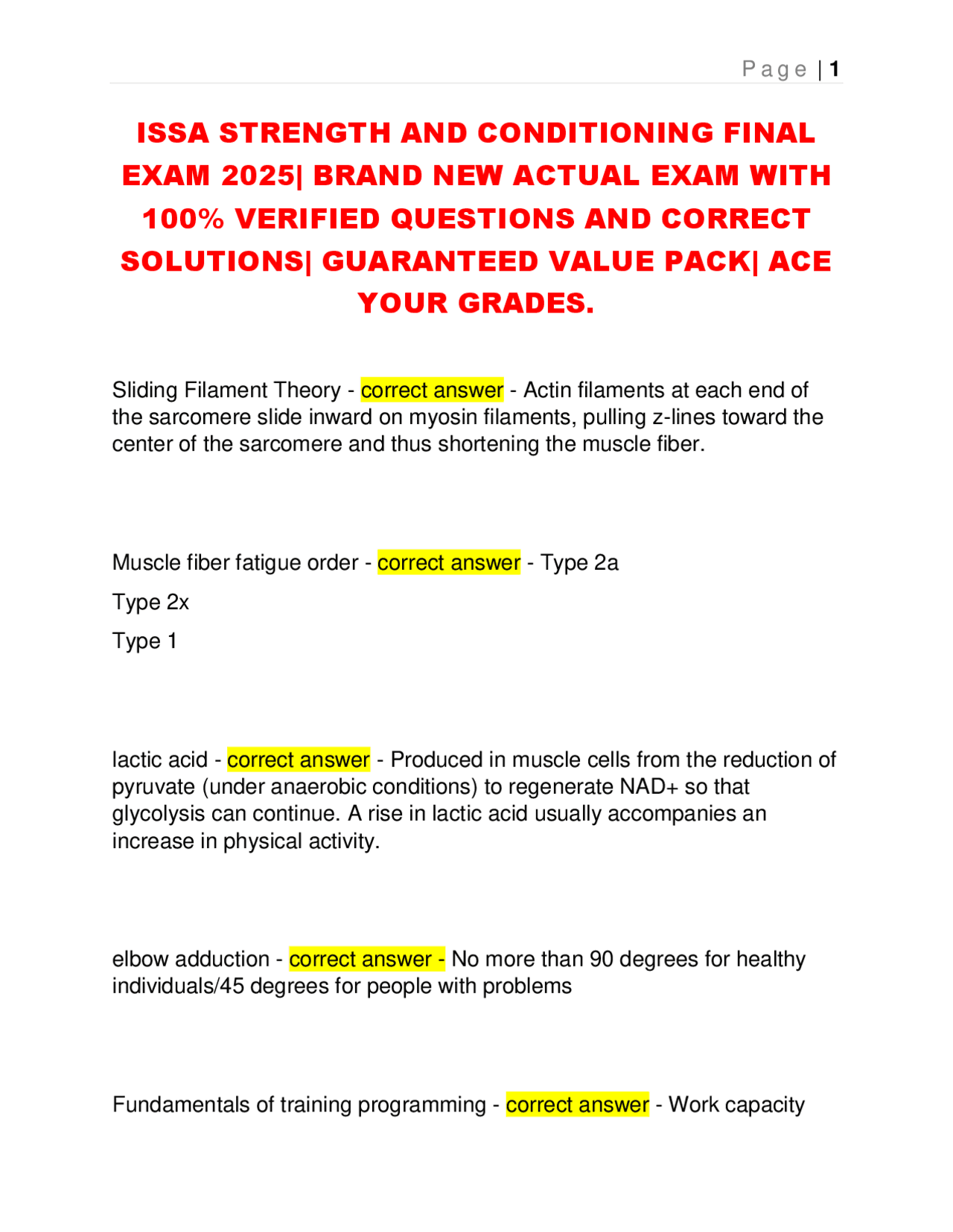 ISSA STRENGTH AND CONDITIONING FINAL EXAM 2025| BRAND NEW ACTUAL EXAM ...