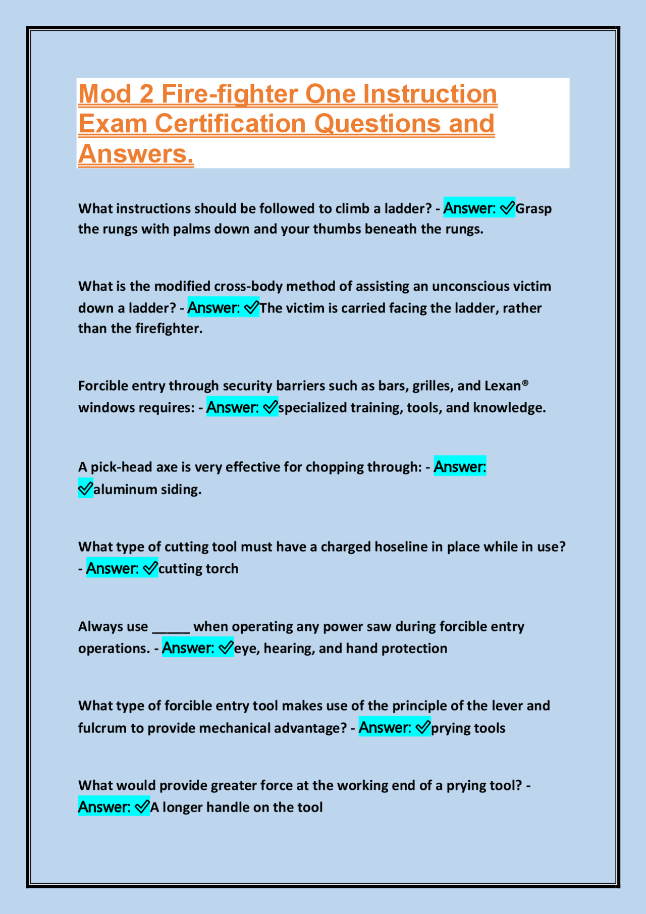 Firefighter Certification: Forcible Entry, Search & Rescue, SCBA ...