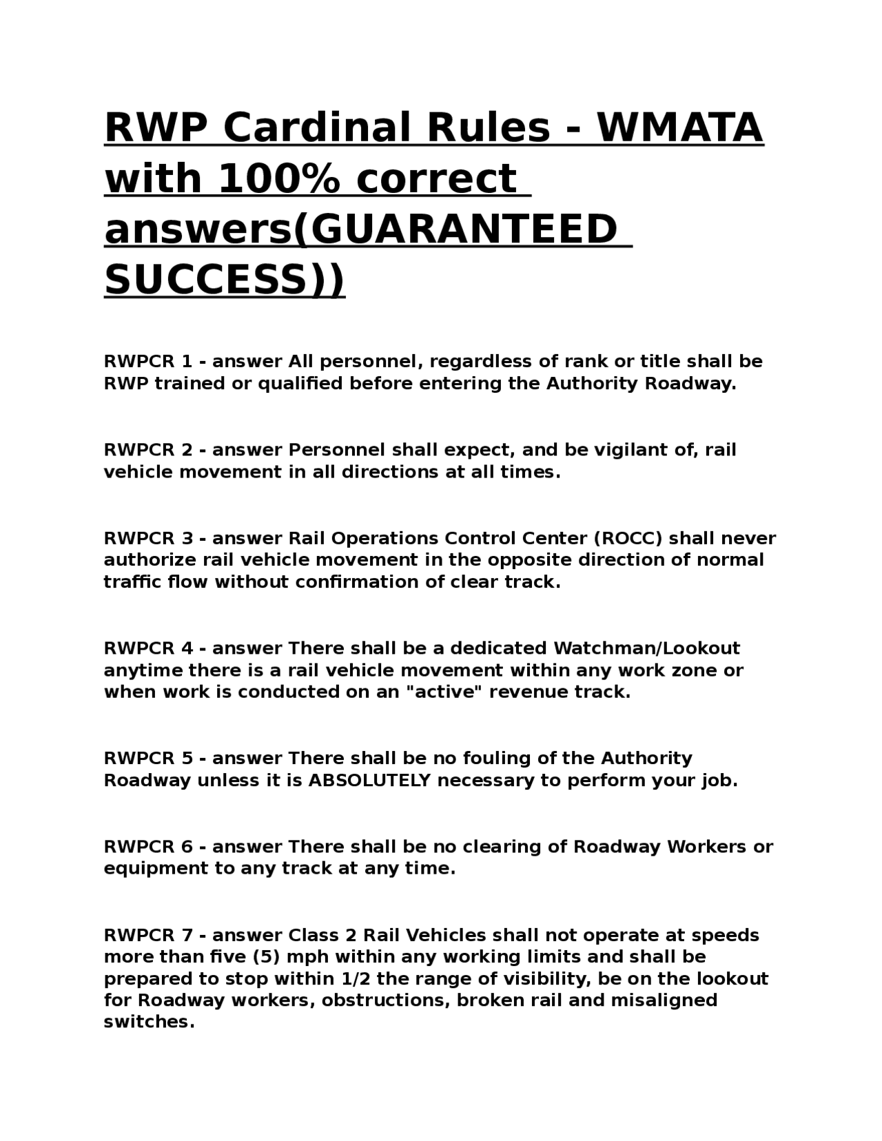 RWP Cardinal Rules - WMATA: Safety Guidelines for Authority Roadway ...