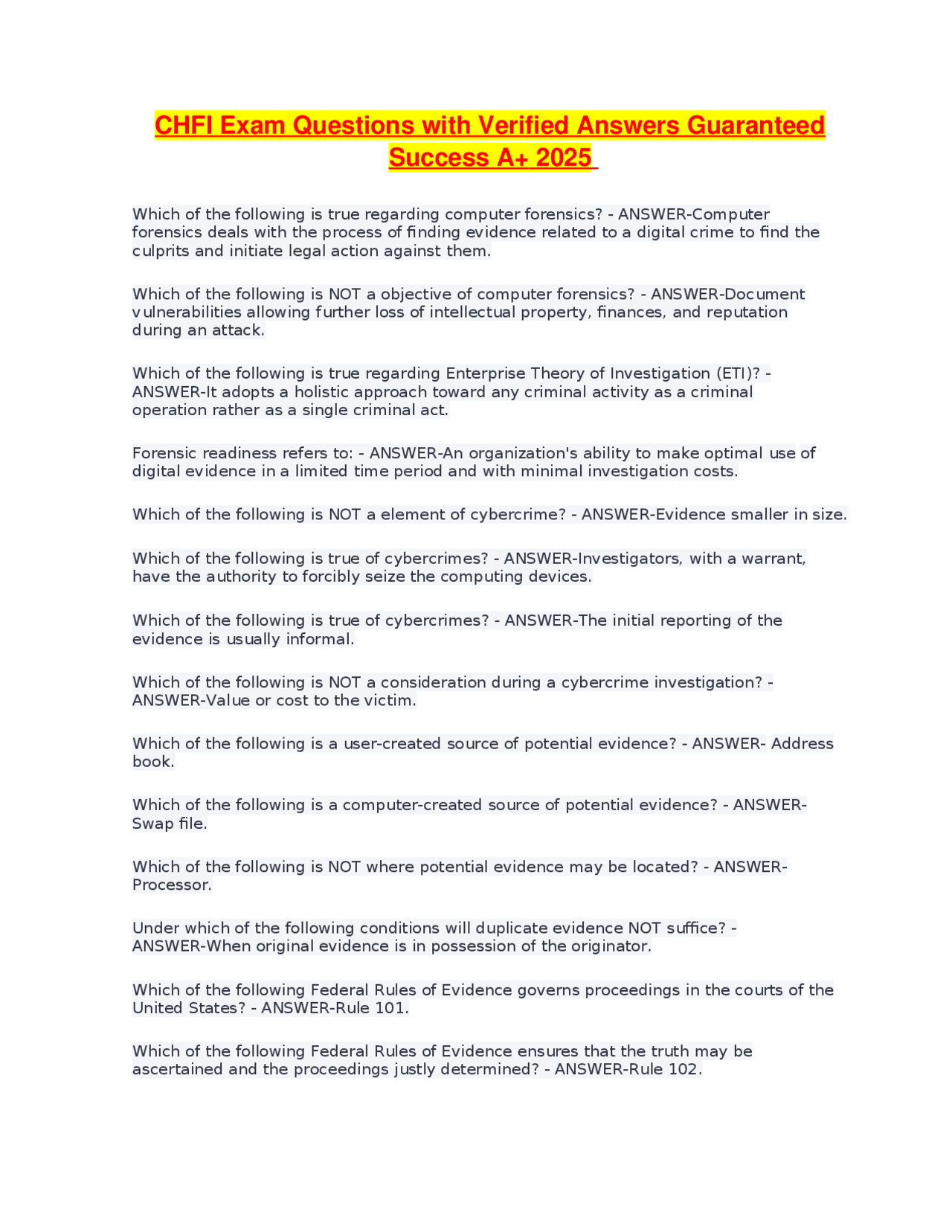 CHFI Exam Questions and Answers: Comprehensive Guide for Cybersecurity ...