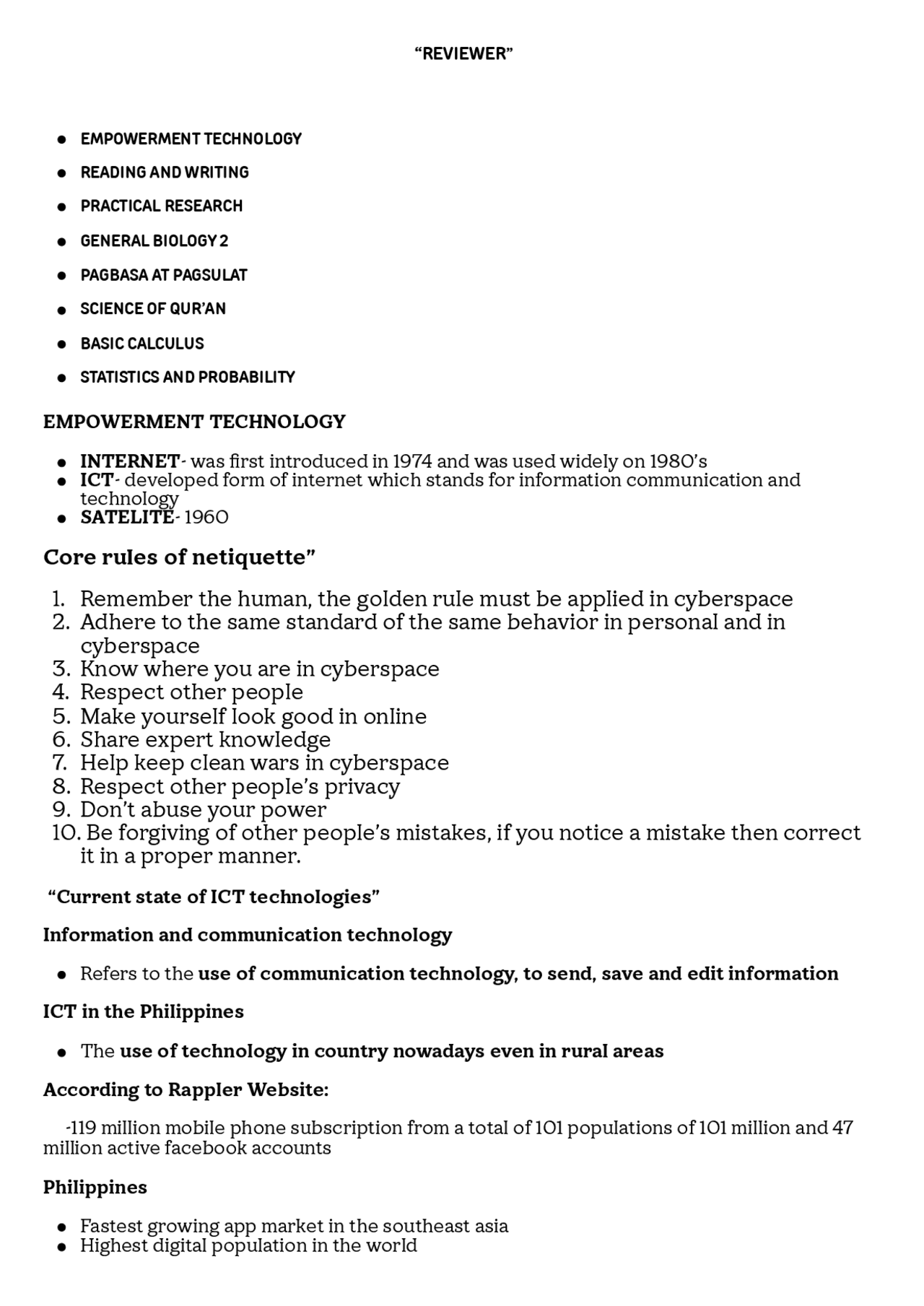 Empowerment technology | Cheat Sheet Technology | Docsity
