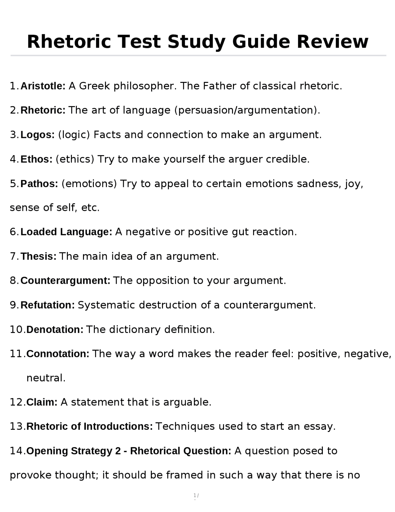 Rhetoric Test Study Guide Review: Key Concepts and Strategies | Study ...