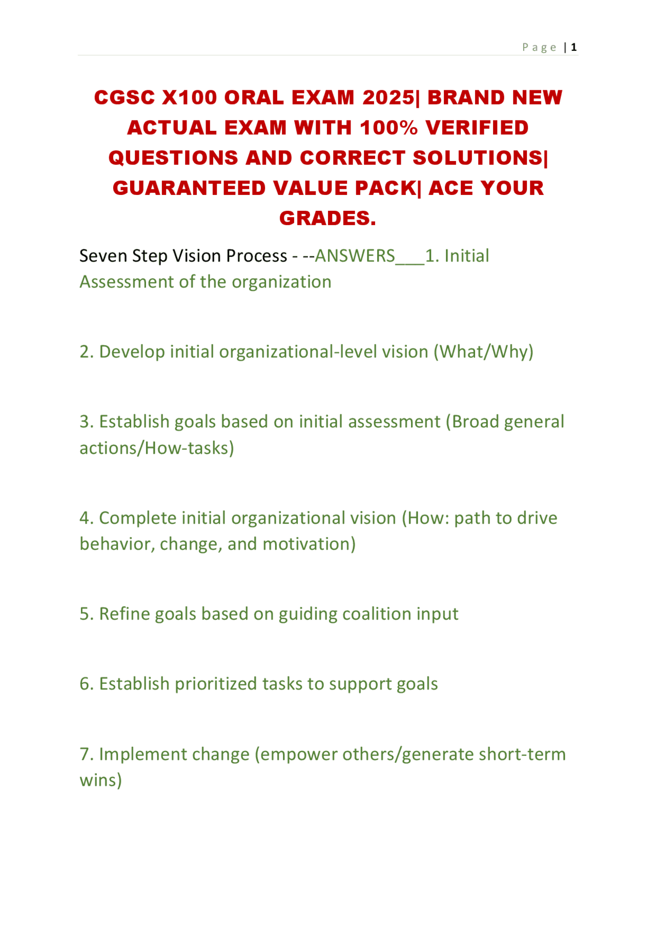 CGSC X100 Oral Exam 2025: Questions and Answers | Exams Military ...