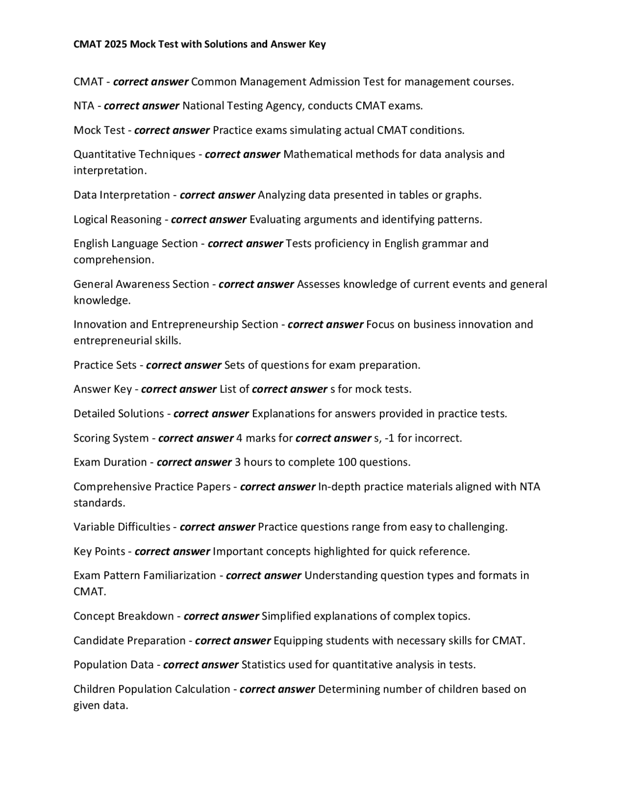 CMAT 2025 Mock Test: Comprehensive Practice for Management Admission ...