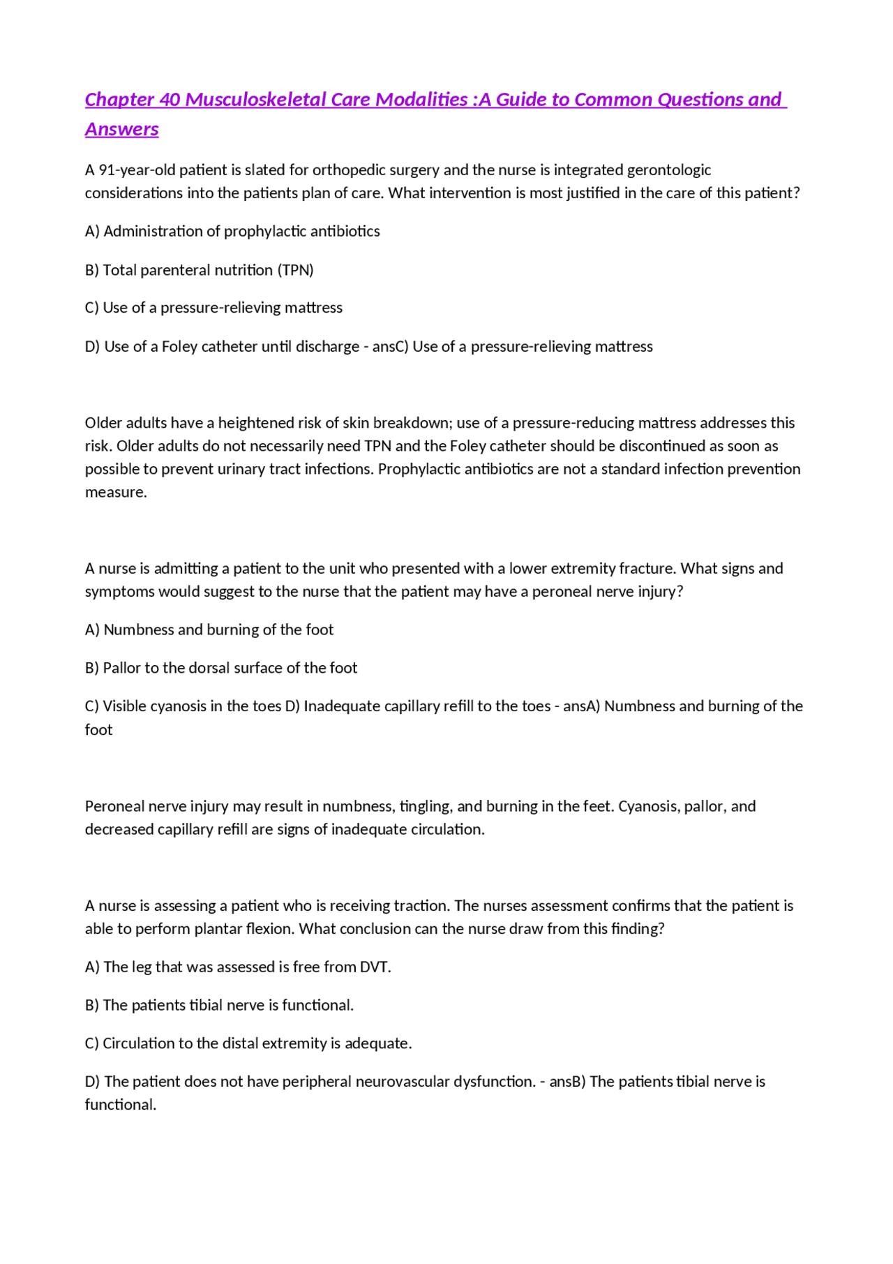 Chapter 40 Musculoskeletal Care Modalities :A Guide to Common Questions and Answers | Exercises ...