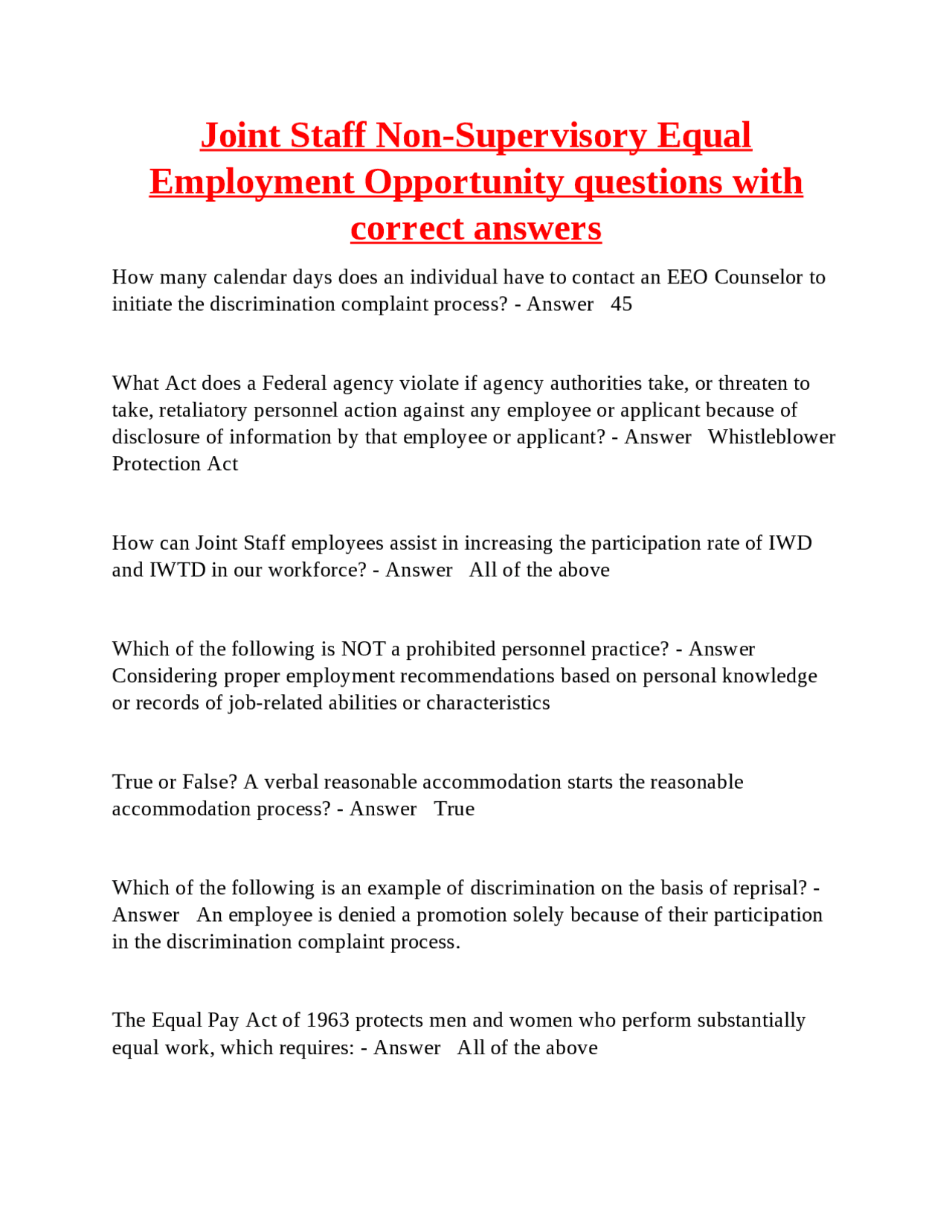 Joint Staff Non-Supervisory Equal Employment Opportunity (EEO ...