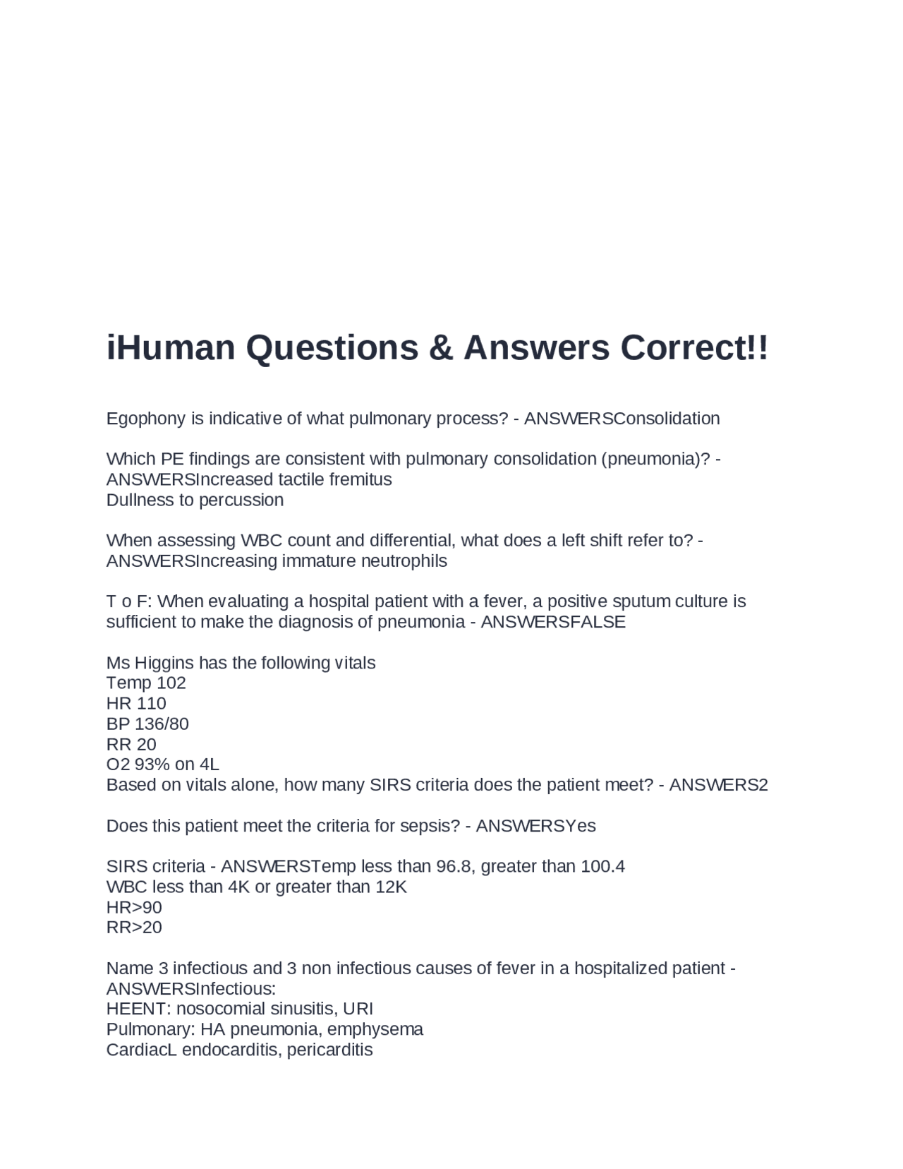 iHuman Questions & Answers: Medical Case Studies and Concepts | Exams ...