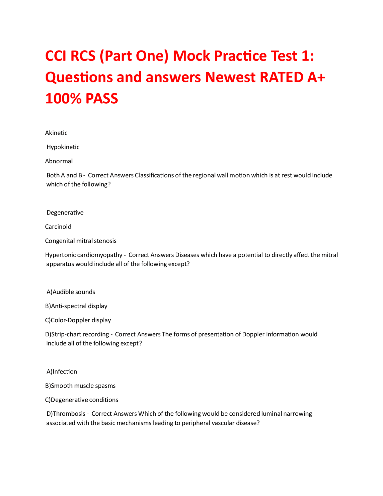 CCI RCS (Part One) Mock Practice Test 1: Questions and Answers | Exams ...