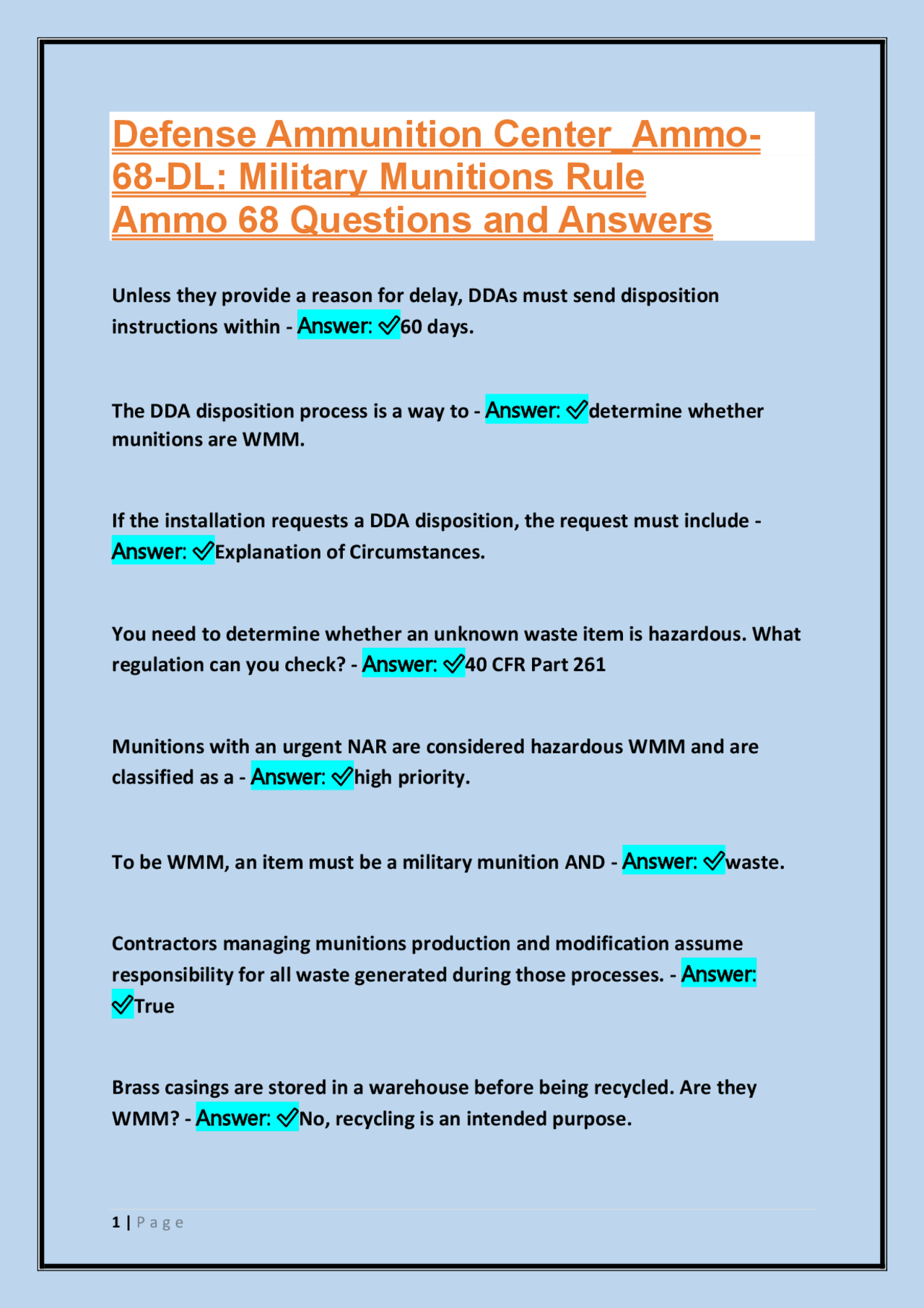 Defense Ammunition Center_Ammo- 68-DL: Military Munitions Rule Ammo ...