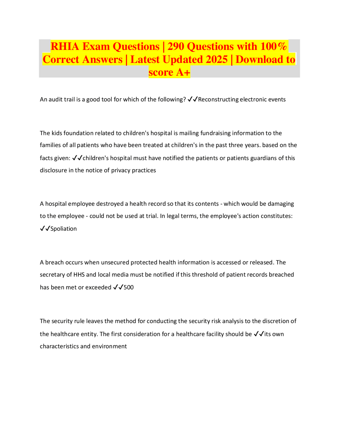 HIPAA and Health Information Management: Practice Questions and Answers ...