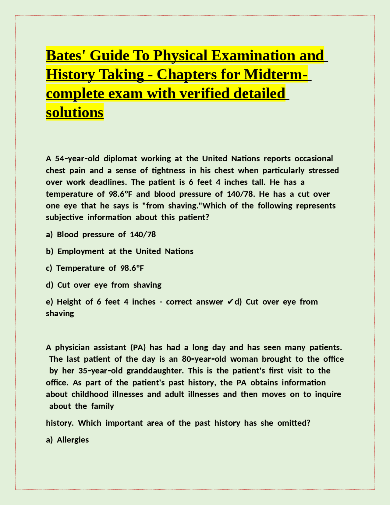 Bates' Guide To Physical Examination and History Taking - Chapters for ...