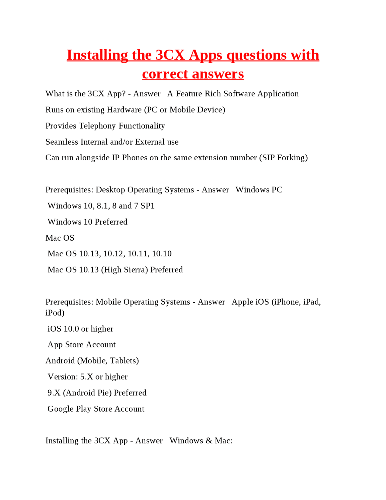 Installing the 3CX App: A Step-by-Step Guide with Questions and Answers | Exams Computer Science ...