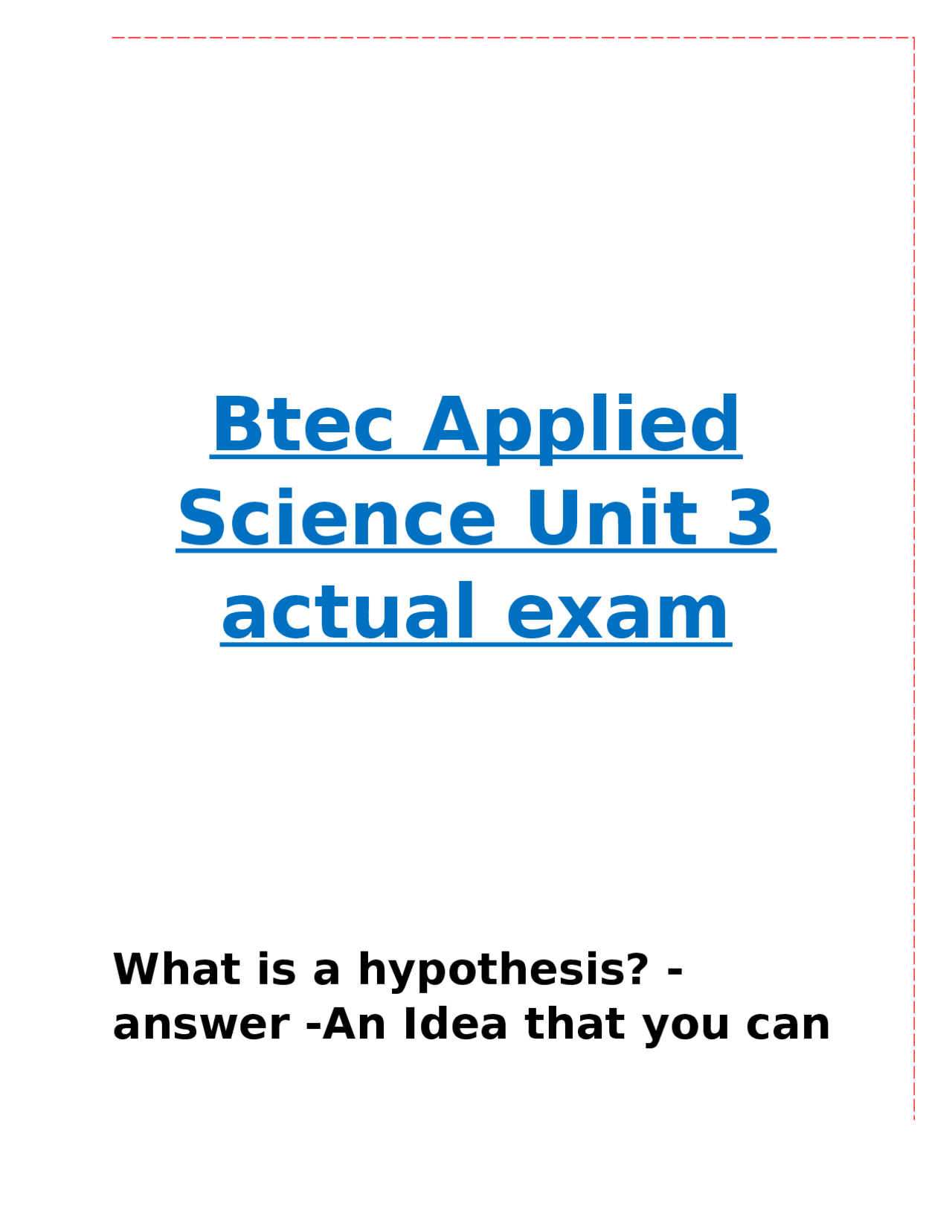 Btec Applied Science Unit 3: Exam Preparation - Key Concepts and Definitions | Exams Nursing ...