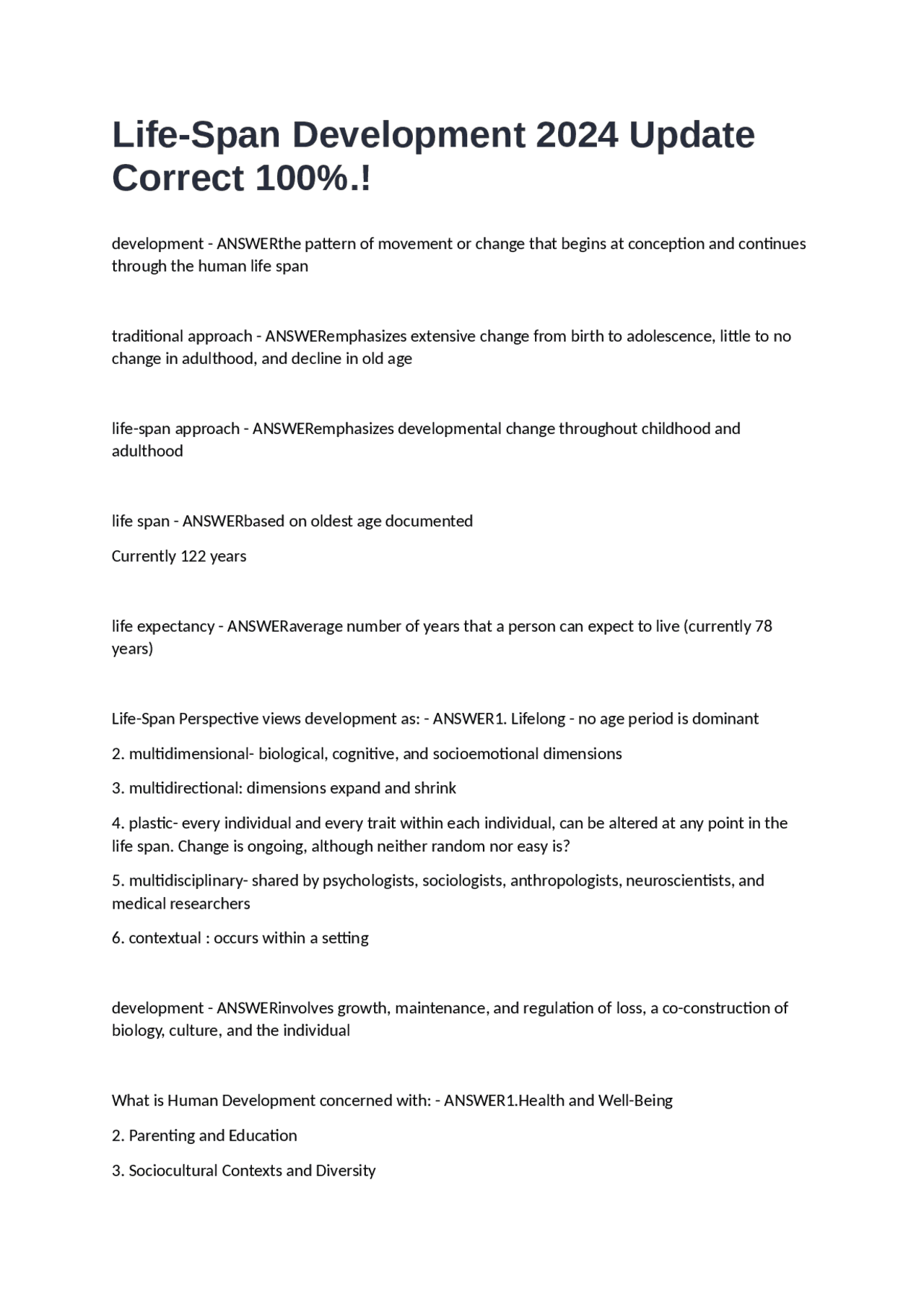 Life-Span Development: Key Concepts and Theories | Exams Gerontology ...