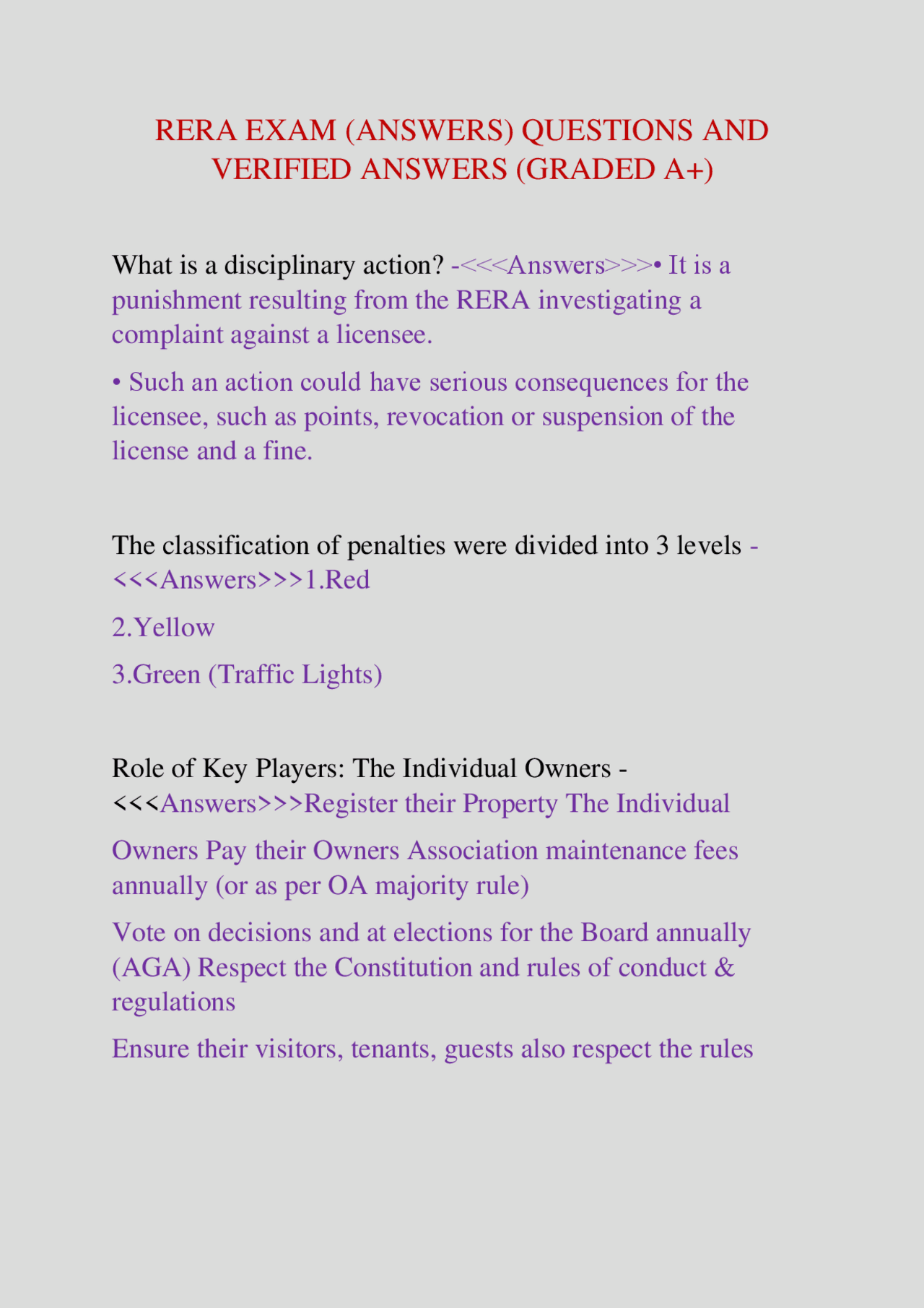 RERA Exam Questions and Answers: A Guide to Real Estate Regulations in ...