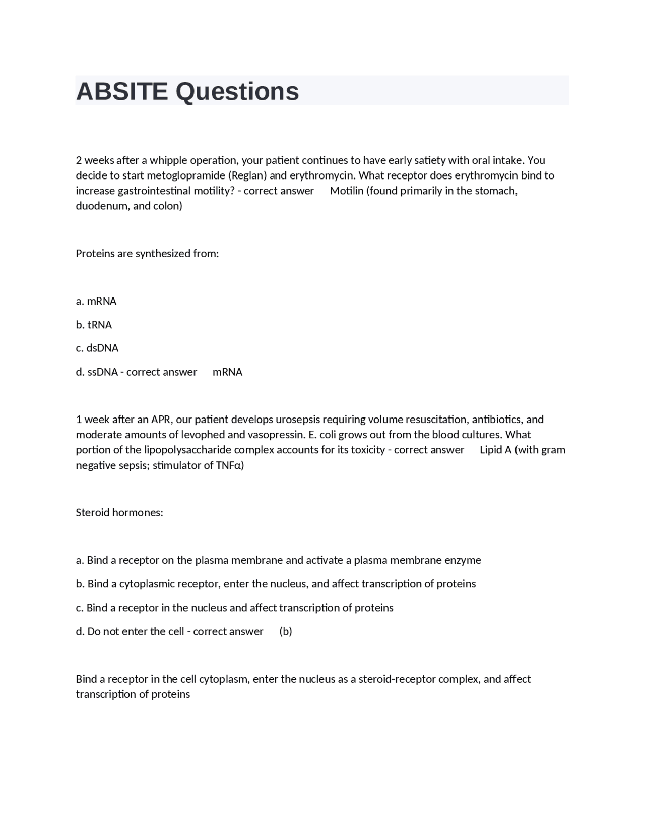 ABSITE Questions: A Comprehensive Review of Key Medical Concepts ...