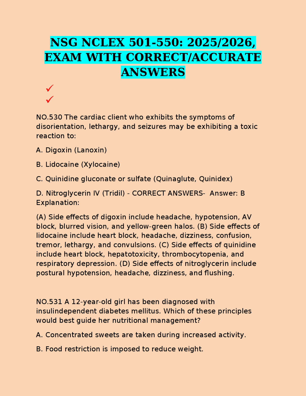 NCLEX Practice Questions: Cardiac, Diabetes, Obstetrics, and More ...