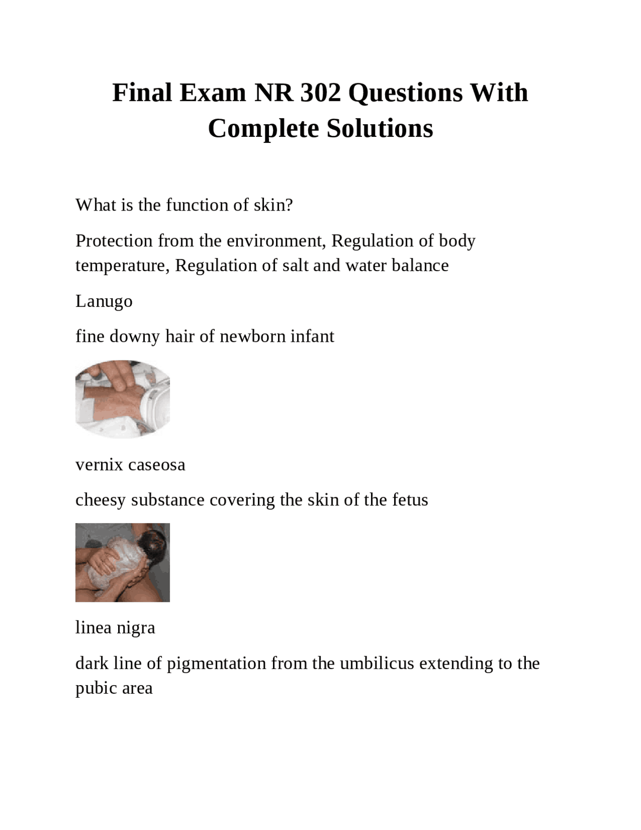 Skin, Head, & Neck Assessment: NR 302 Final Exam Guide | Exams Nursing | Docsity