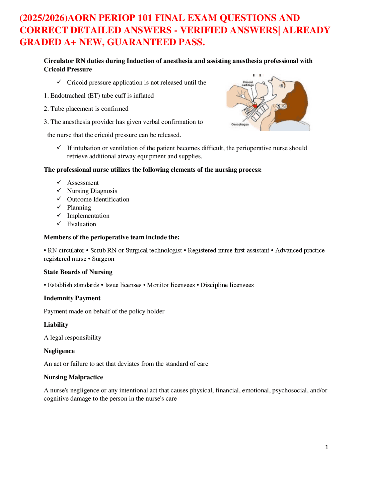 (2025-2026)AORN PERIOP 101 FINAL EXAM QUESTIONS AND CORRECT DETAILED ...