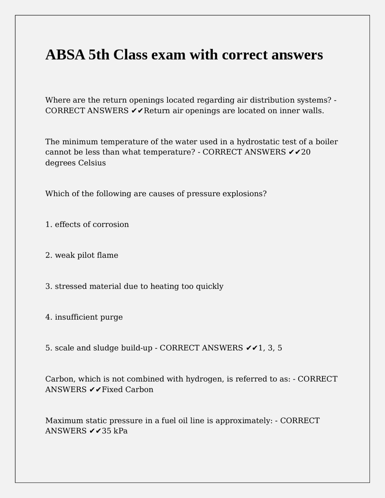 ABSA 5th Class Exam: Boiler Systems and Combustion | Exams Power Plant ...