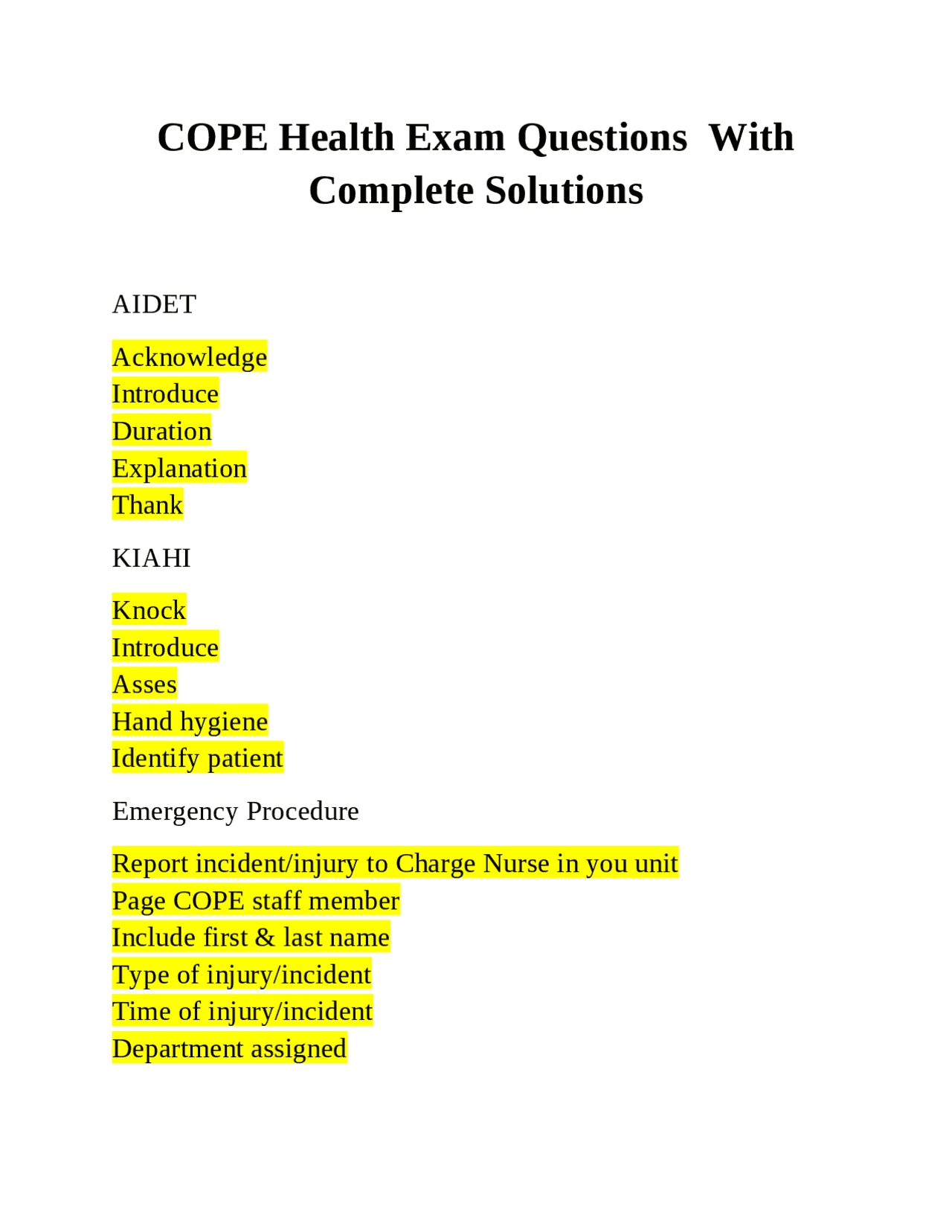 COPE Health Exam Questions and Answers: A Guide for Health Scholars ...