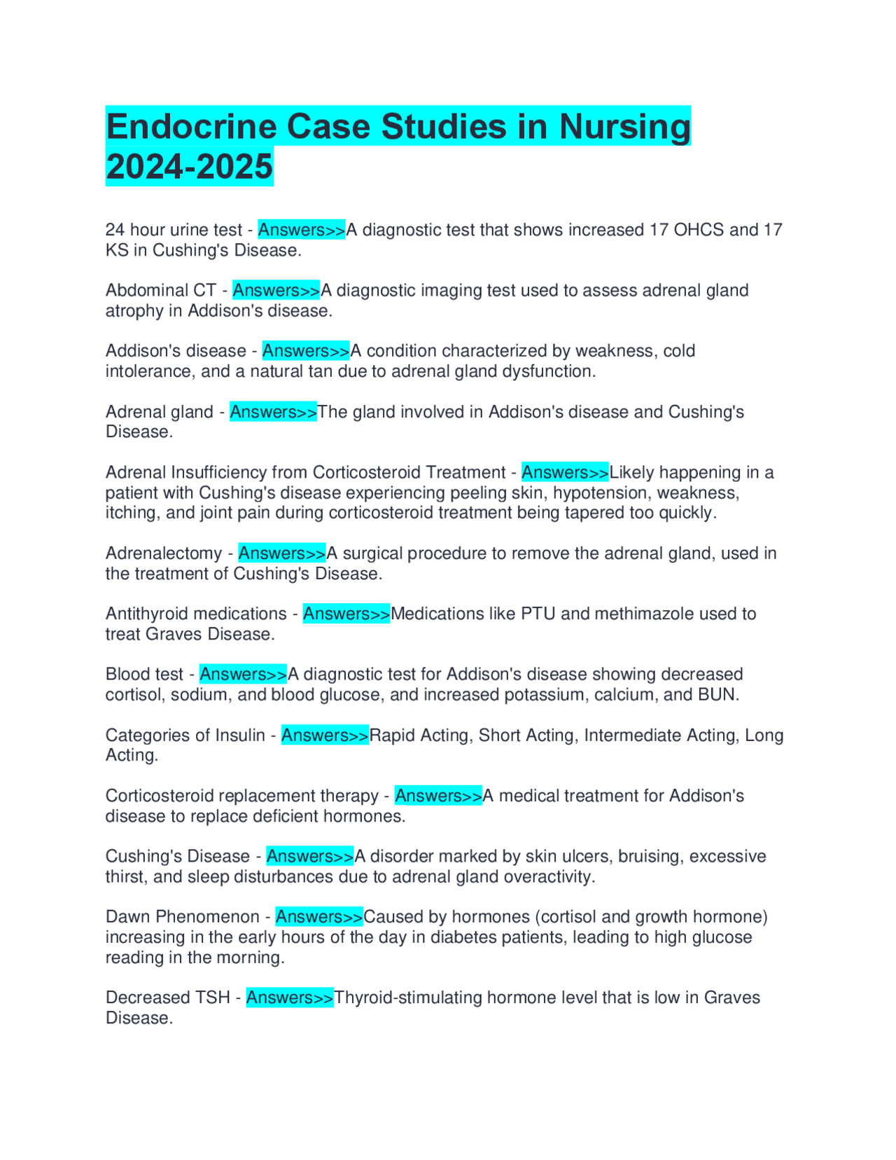 Endocrine Case Studies for Nurses: Conditions & Treatments | Exams ...