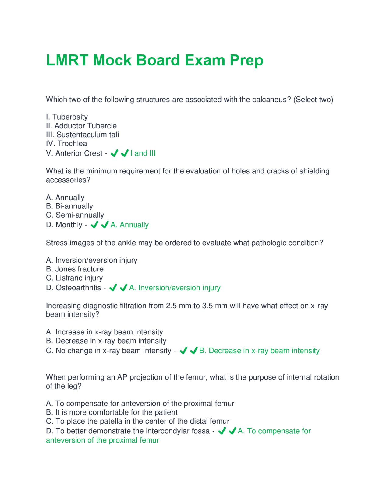 LMRT Mock Board Exam Prep Questions With 100% Solved Solutions. | Exams ...