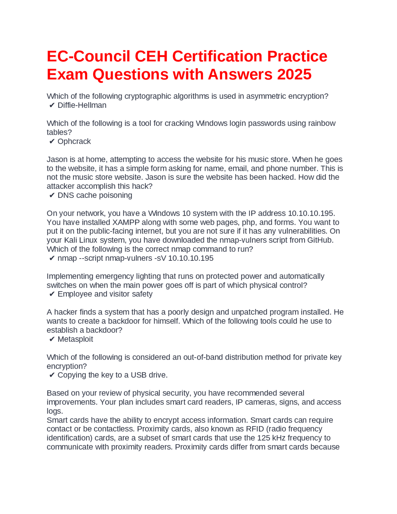 EC-Council CEH Certification Practice Exam Questions with Answers 2025 ...