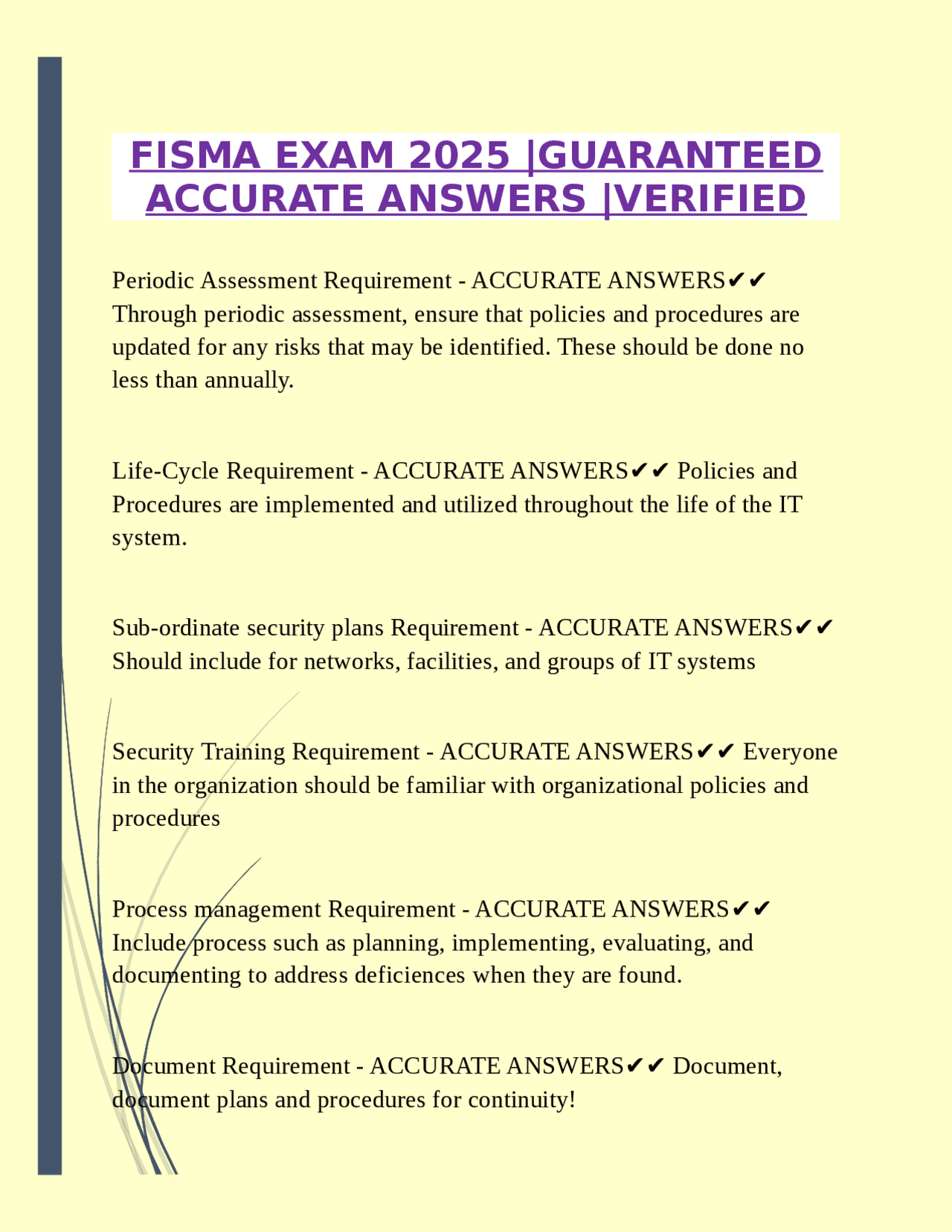 FISMA Exam 2025: Comprehensive Guide with Questions and Answers | Exams ...