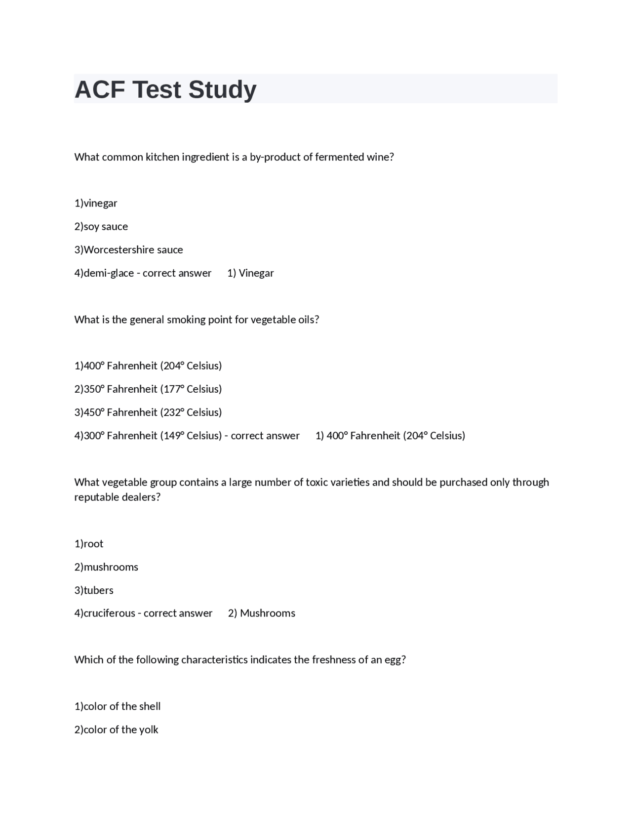 ACF Test Study Exam Questions And Answers. | Exams Nursing | Docsity