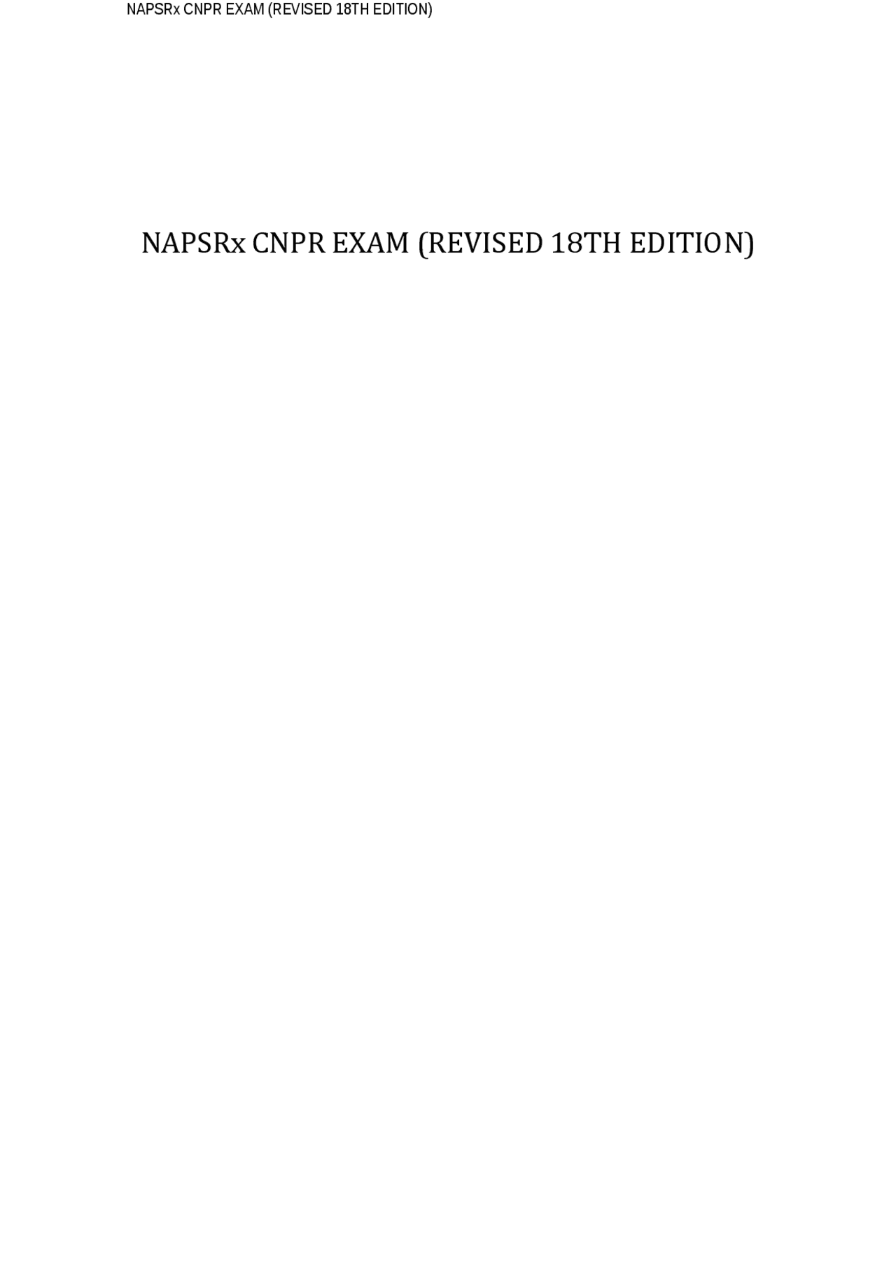 NAPSRx CNPR EXAM (REVISED 18TH EDITION) Questions and Verified Answers ...