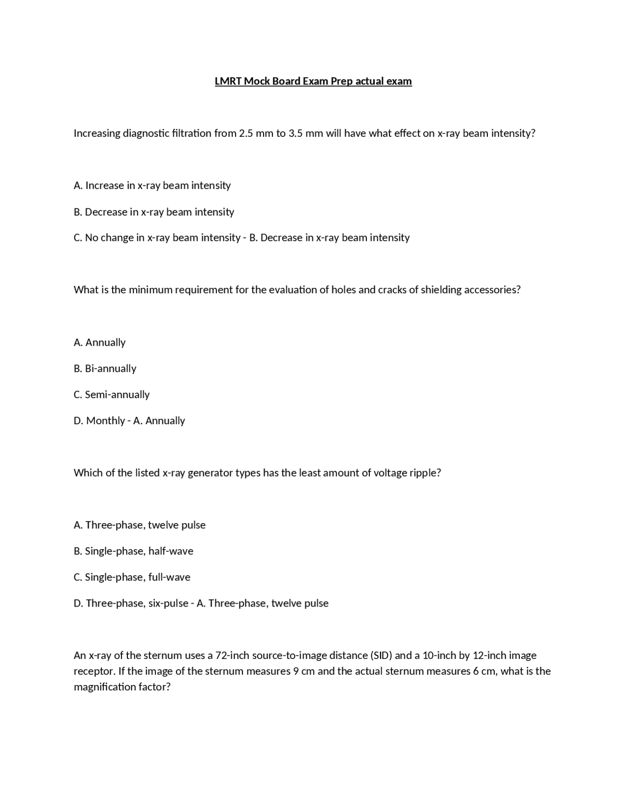 LMRT Mock Board Exam Prep: Radiography Practice Questions | Exams ...