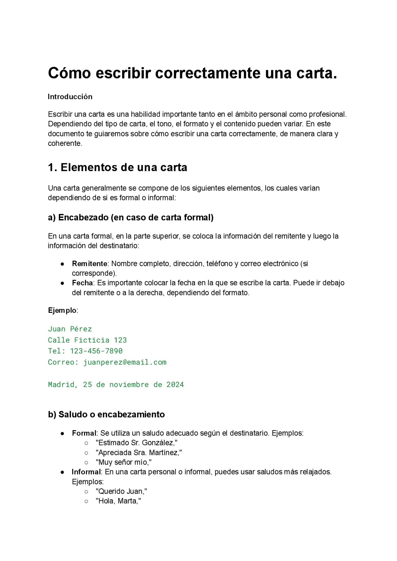 Escribir Carta Formal