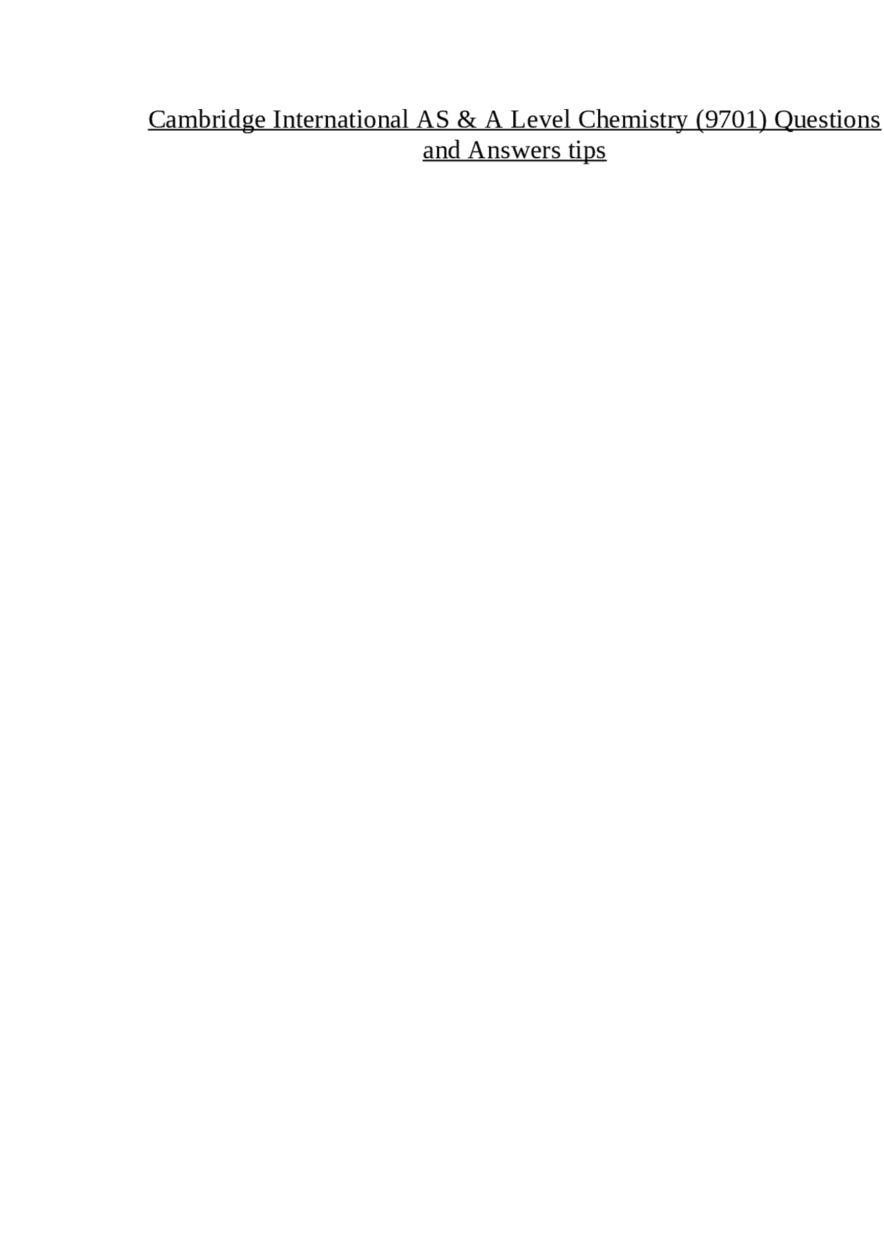 Cambridge International AS & A Level Chemistry (9701) Questions and ...