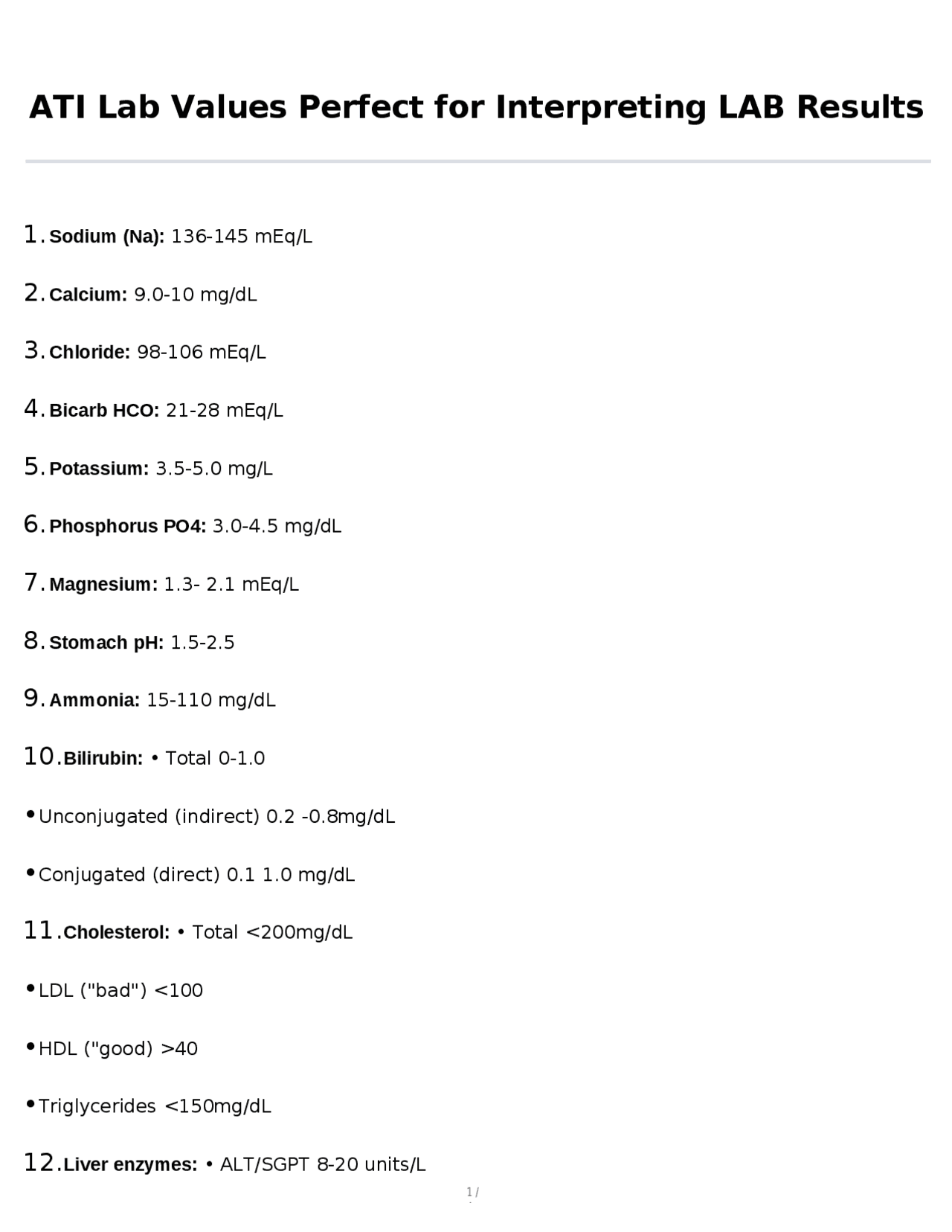ATI Lab Values Perfect for Interpreting LAB Results | Lab Reports ...