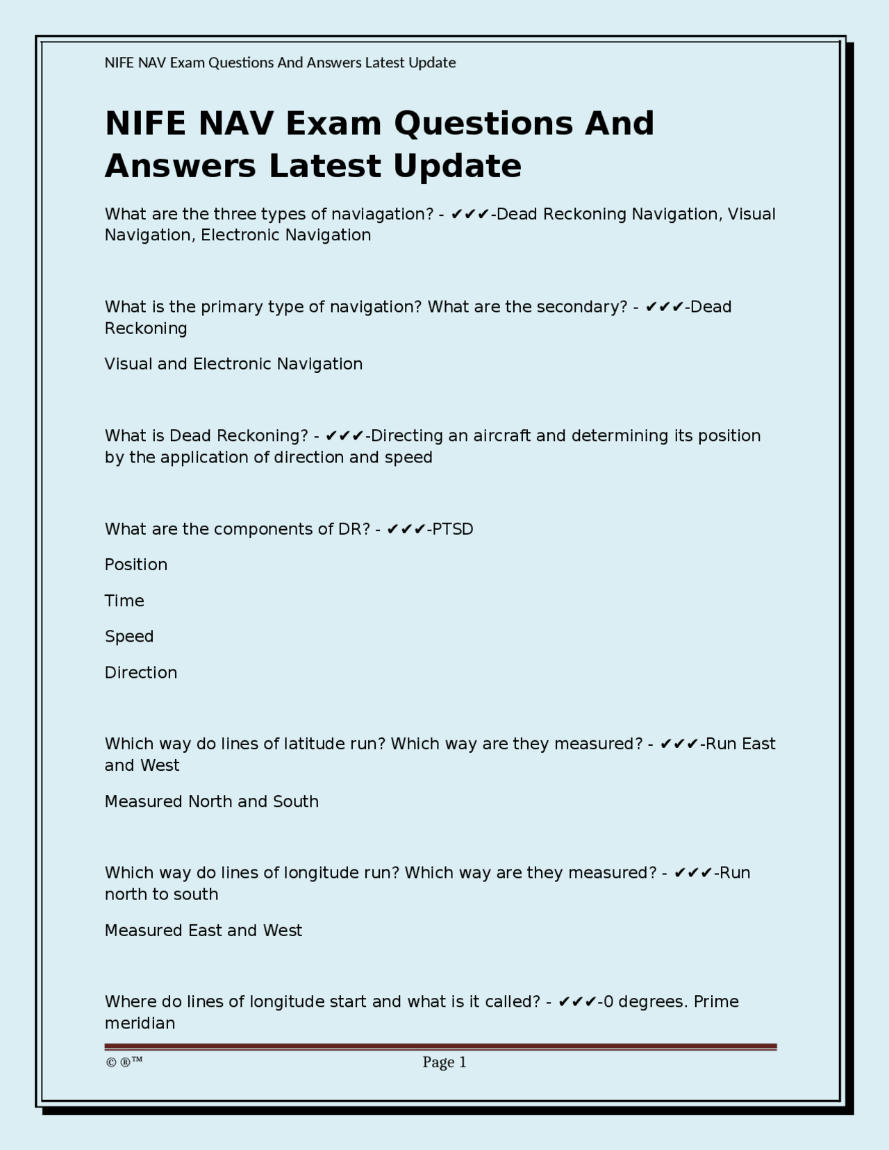 NIFE NAV Exam Questions and Answers: A Comprehensive Guide to ...