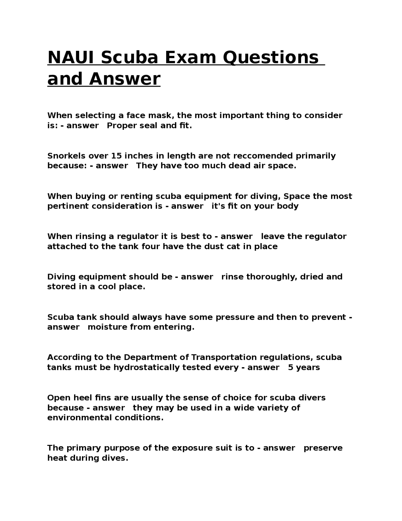 NAUI Scuba Exam Questions and Answers: A Comprehensive Guide to Scuba ...