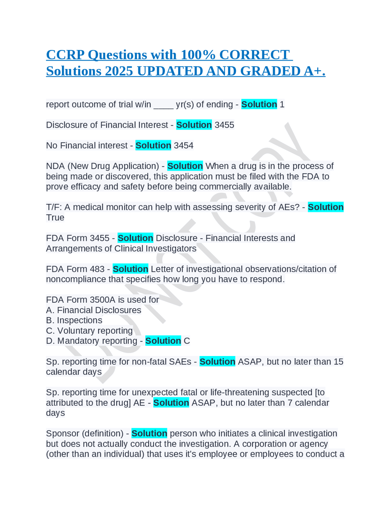 CCRP Questions with 100% CORRECT Solutions 2025 UPDATED AND GRADED A+ ...