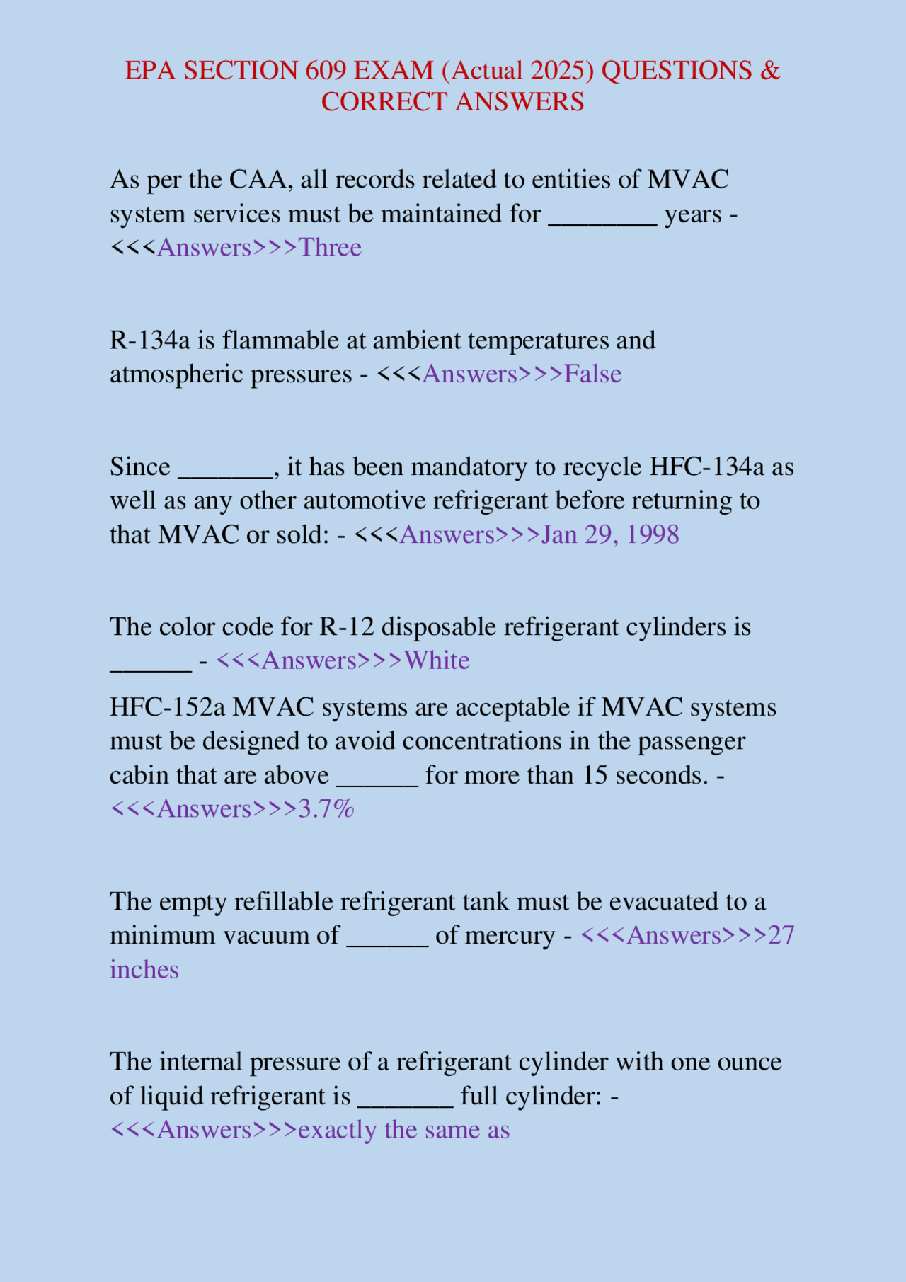 EPA Section 609 Exam (2025): Refrigerant Management Guide | Exams ...