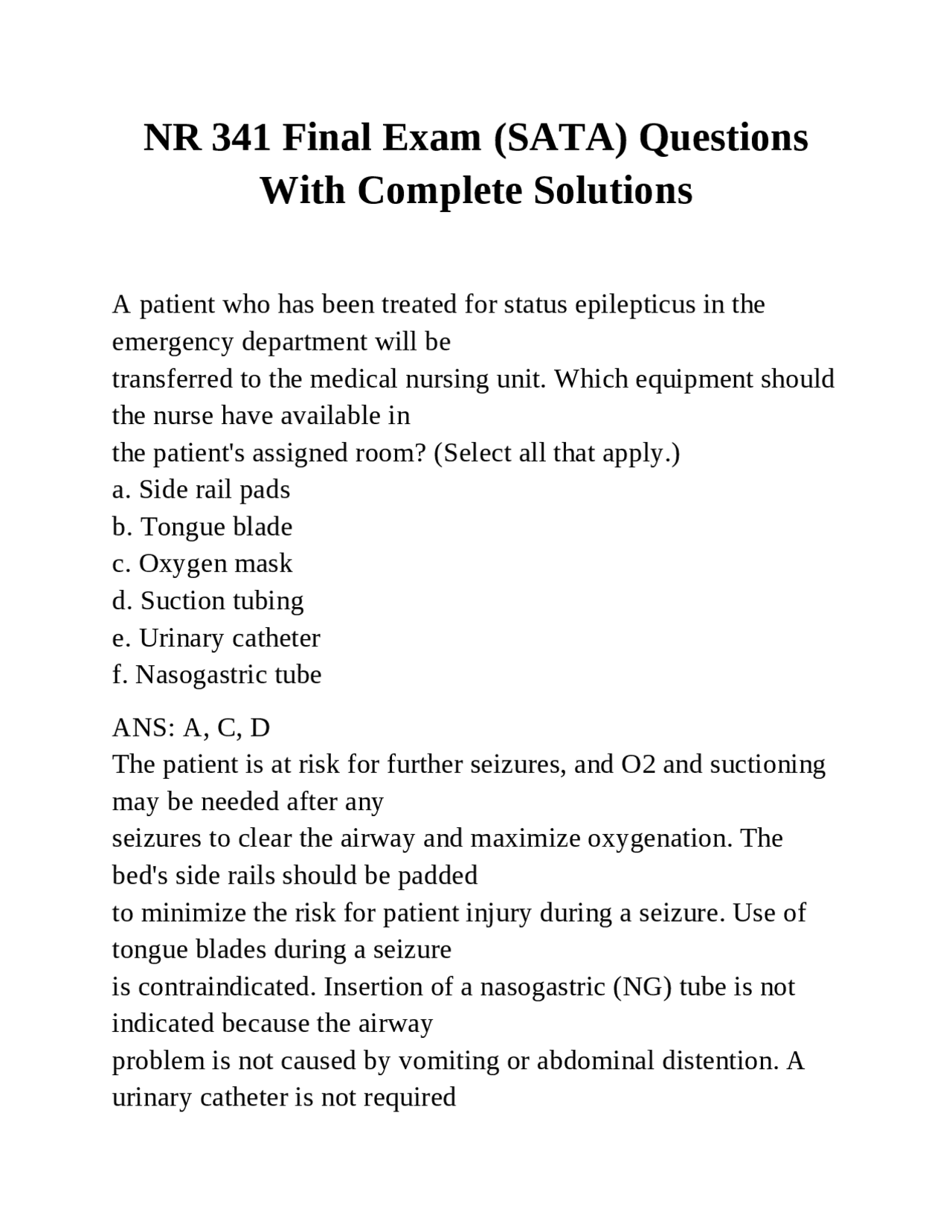NR 341 Final Exam (SATA) Questions with Complete Solutions | Exams ...
