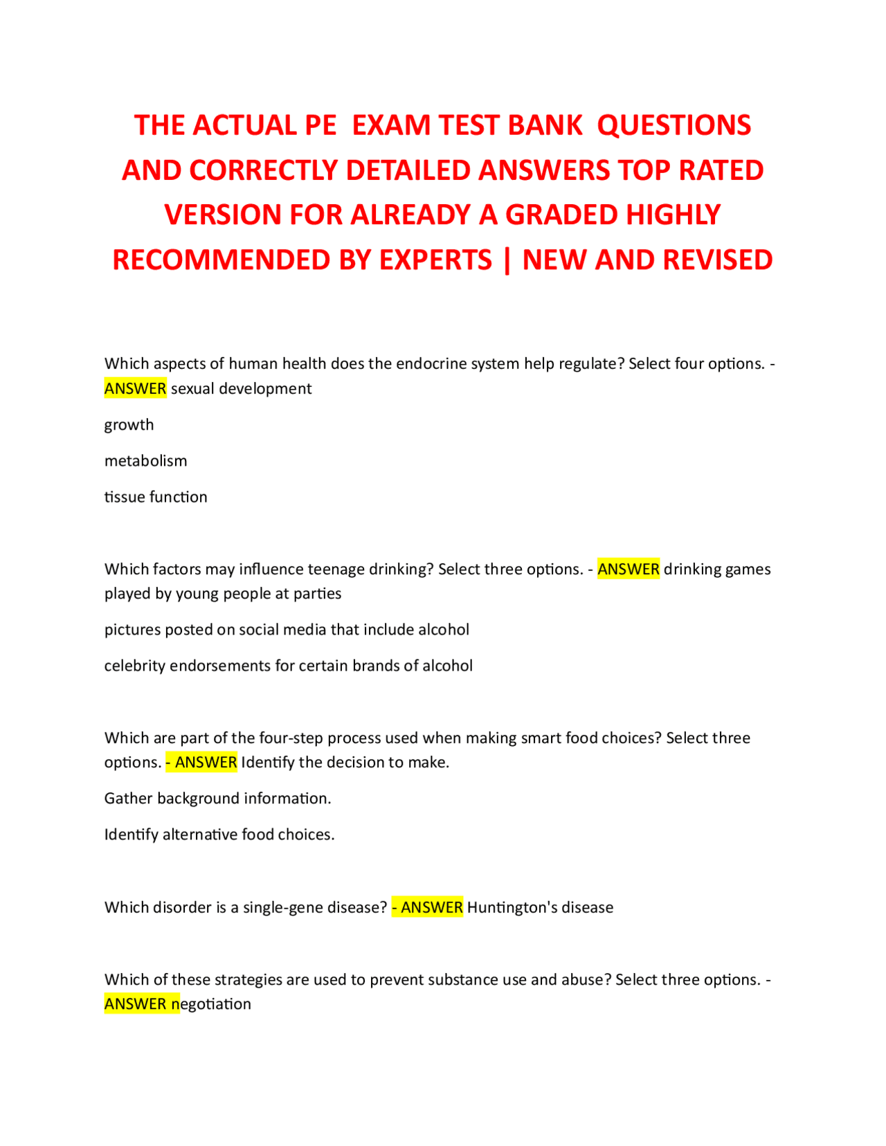 PE Exam Test Bank: Multiple Choice Questions and Answers | Exams ...