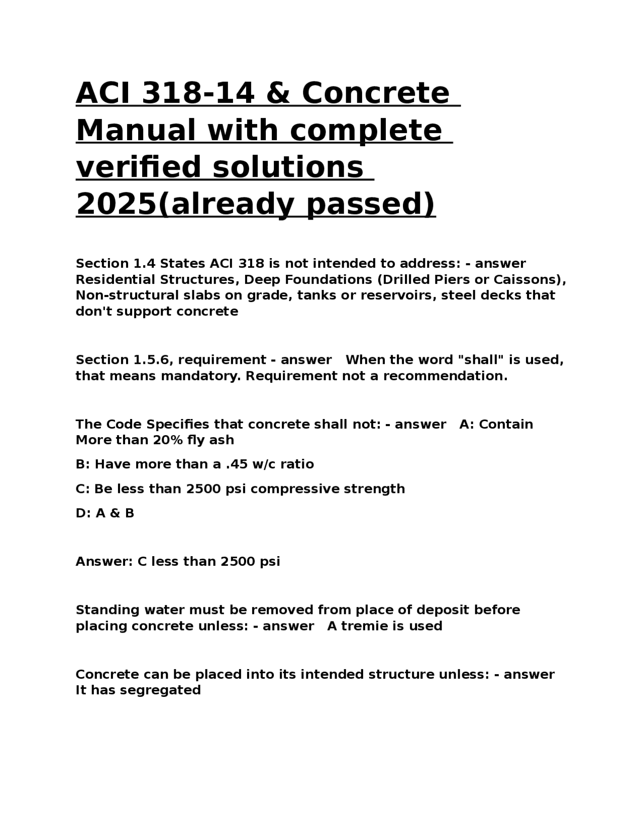 Aci 318 14 Concrete Manual Exercises And Solutions Exams Biology