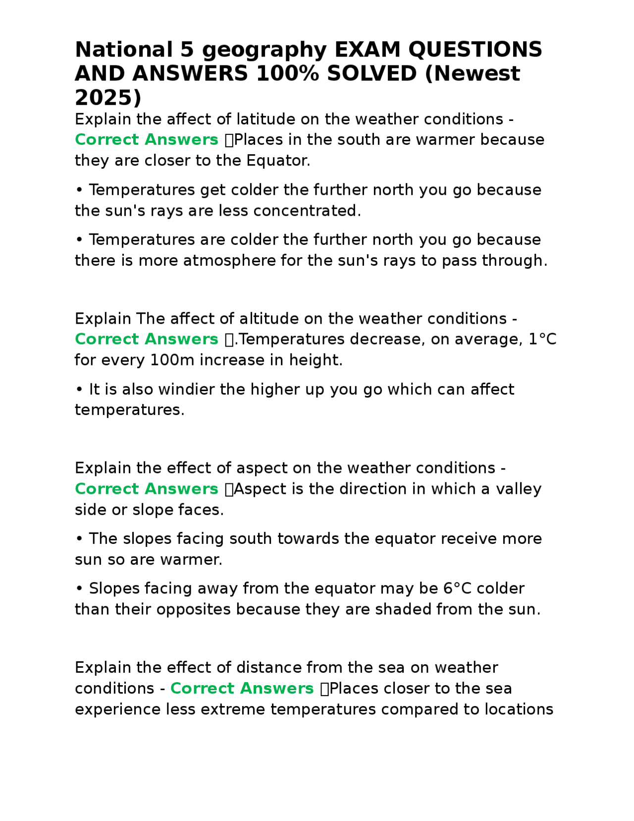 National 5 Geography Exam Questions and Answers: Weather, Rivers, and ...