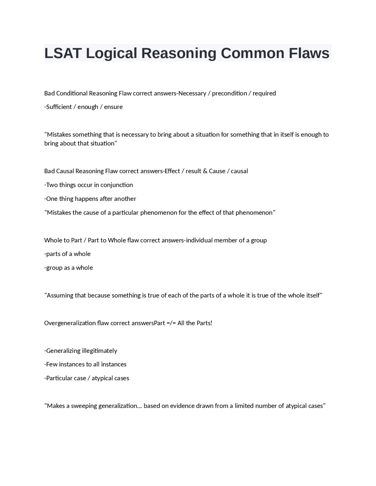 LSAT Logical Reasoning Common Flaws: A Guide to Identifying and ...